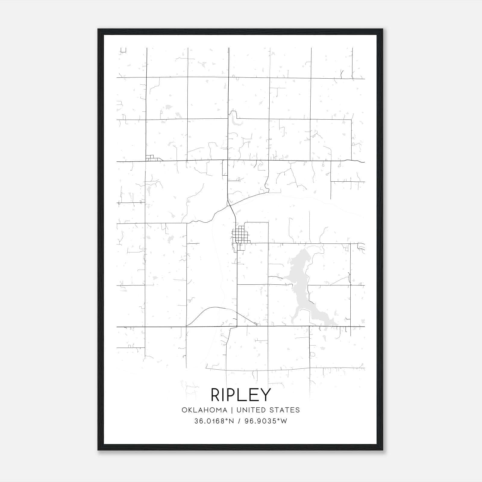 Ripley Oklahoma Map Poster, Modern Home Decor Wall Art Print - Custom ...