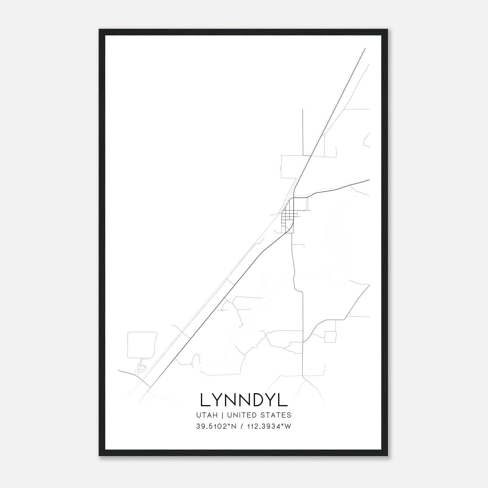 Lynndyl Utah Map Poster, Modern Home Decor Wall Art Print - Custom Maps & Posters