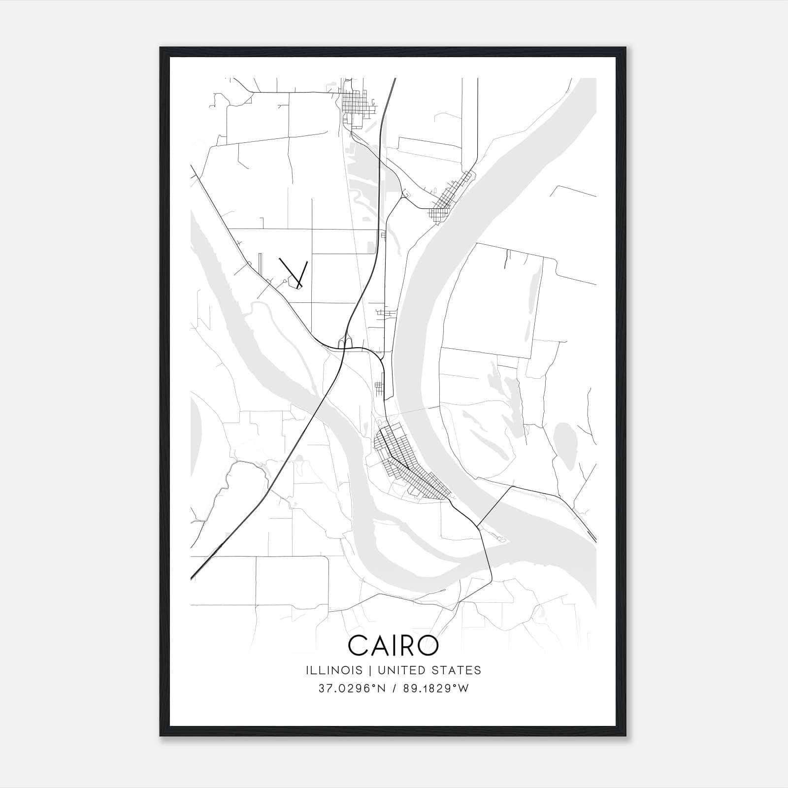 Cairo Illinois Map Poster, Modern Home Decor Wall Art Print - Custom ...