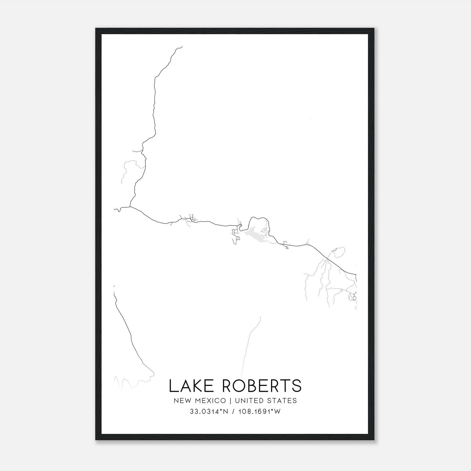 Lake Roberts New Mexico Map Poster, Modern Home Decor Wall Art Print ...