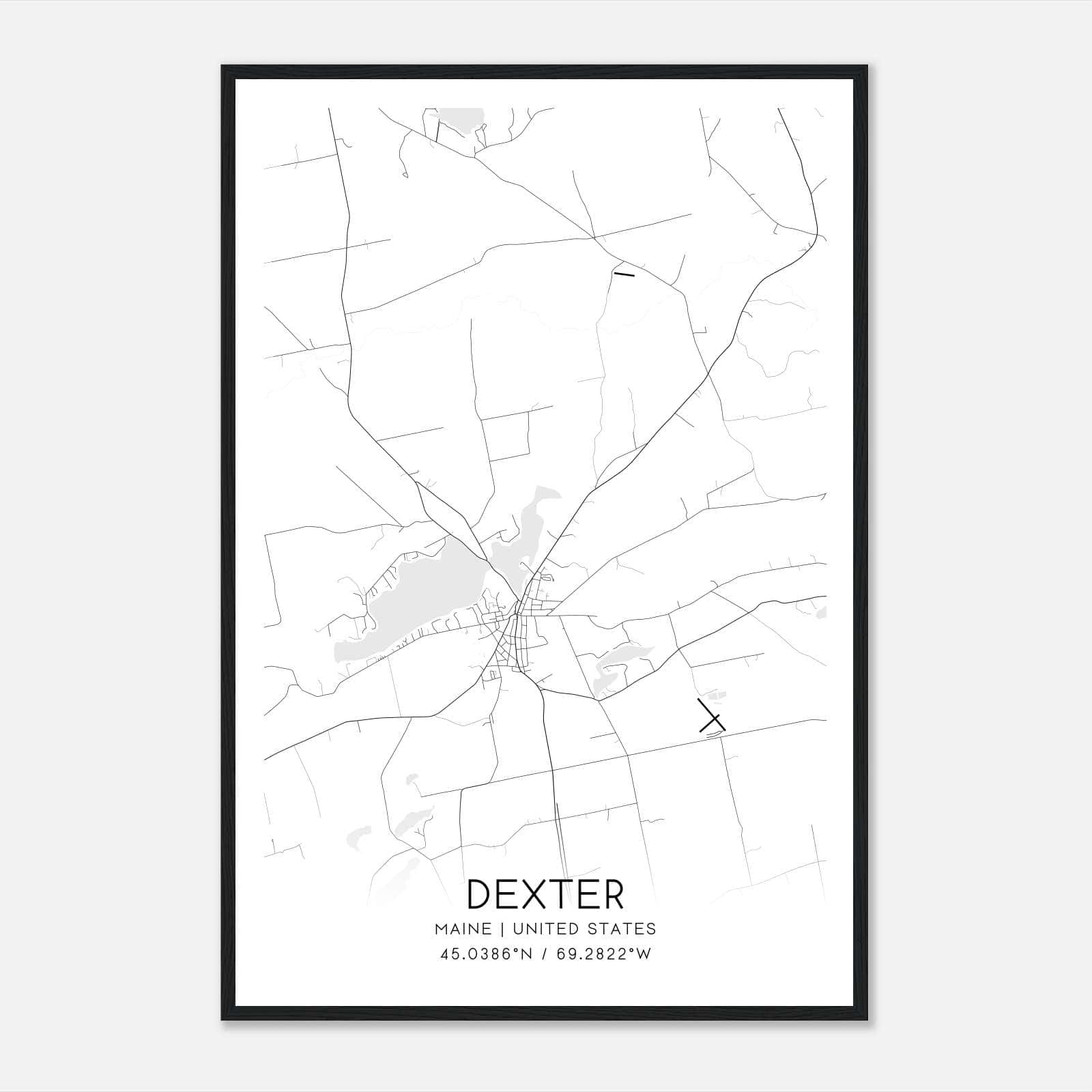 Dexter Maine Map Poster, Modern Home Decor Wall Art Print - Custom Maps ...