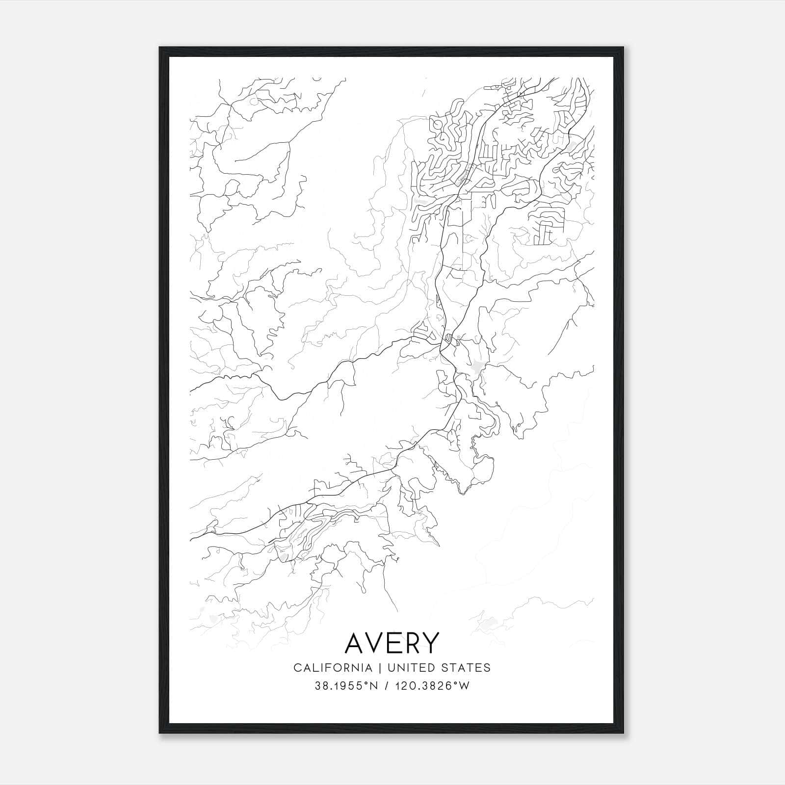 Avery California Map Poster, Modern Home Decor Wall Art Print - Custom ...