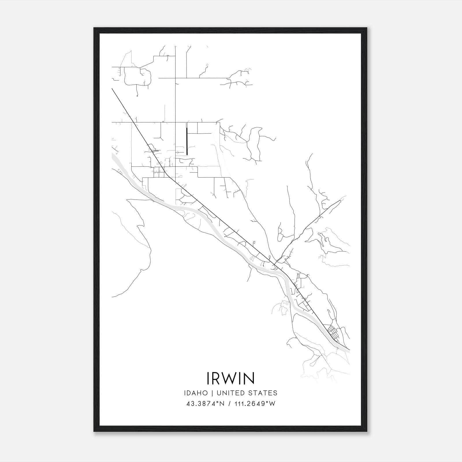 Irwin Idaho Map Poster, Modern Home Decor Wall Art Print - Custom Maps ...