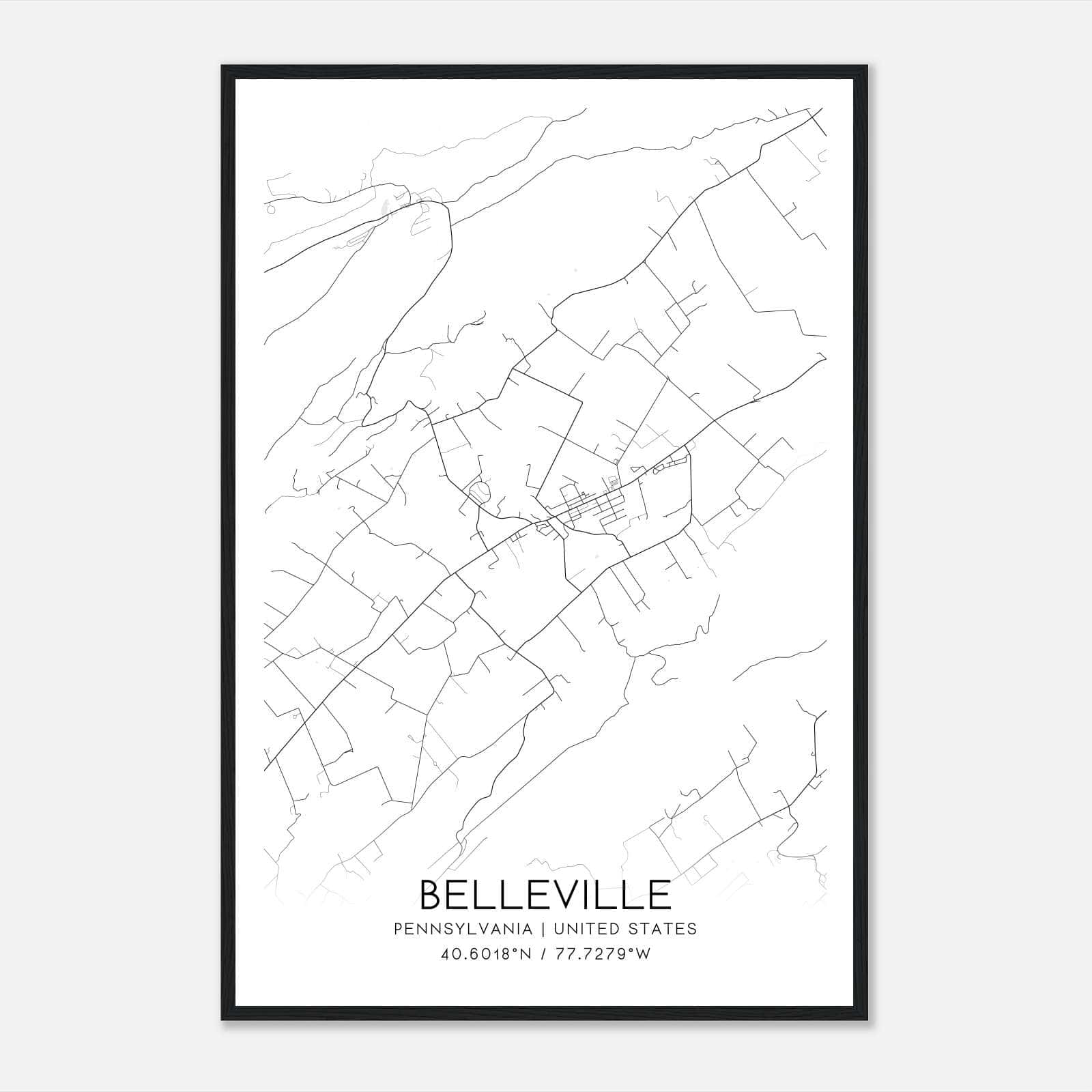 Belleville Pennsylvania Map Poster, Modern Home Decor Wall Art Print ...