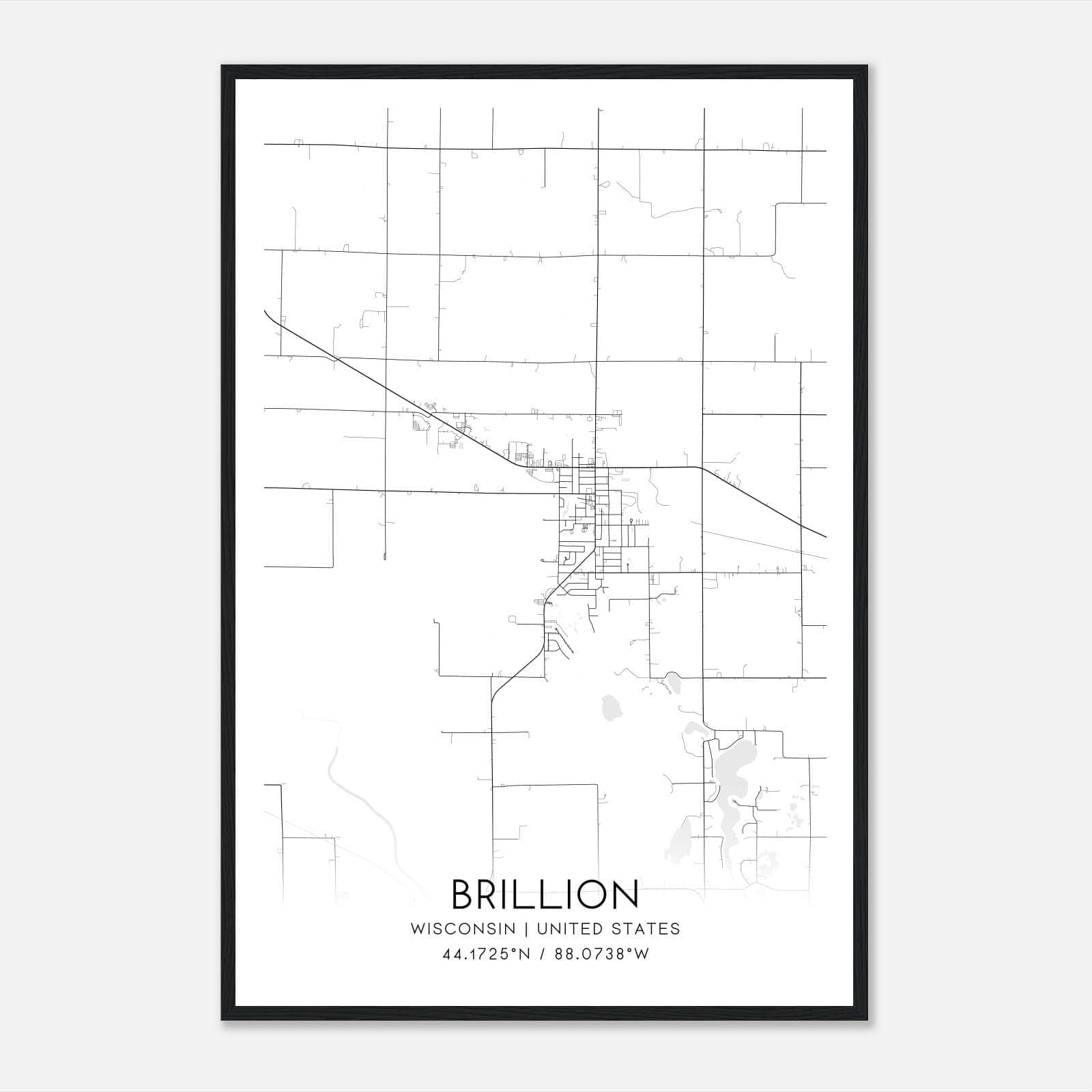 Brillion Wisconsin Map Poster, Modern Home Decor Wall Art Print ...