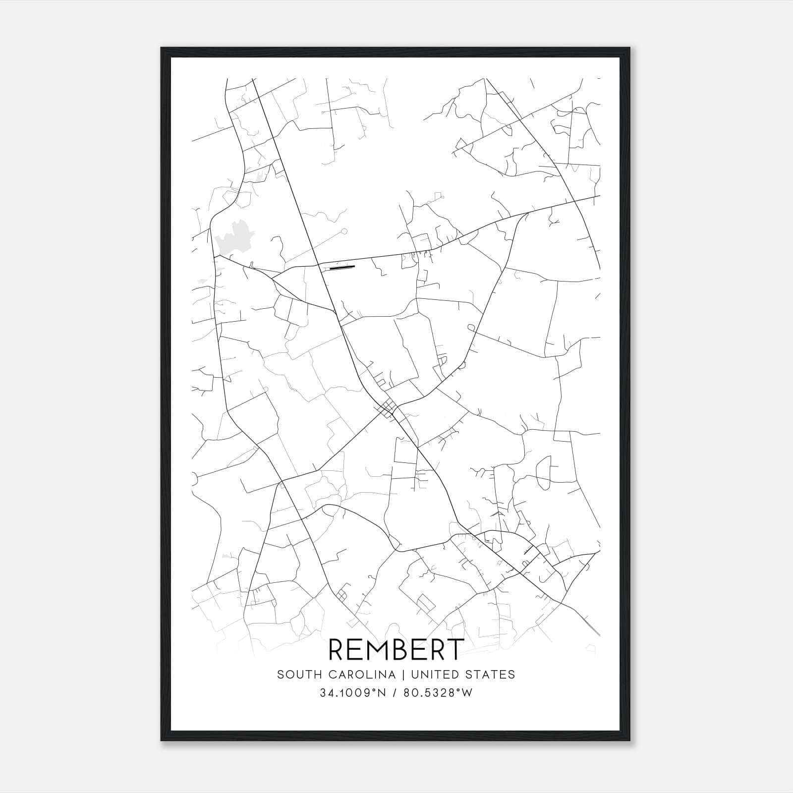 Rembert South Carolina Map Poster, Modern Home Decor Wall Art Print ...