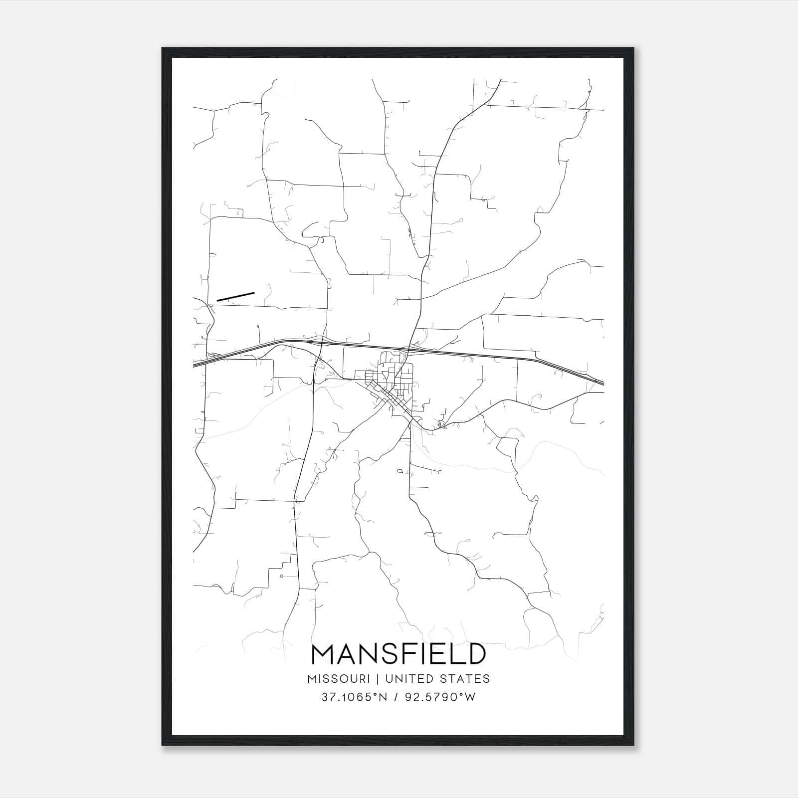 Mansfield Missouri Map Poster, Modern Home Decor Wall Art Print ...