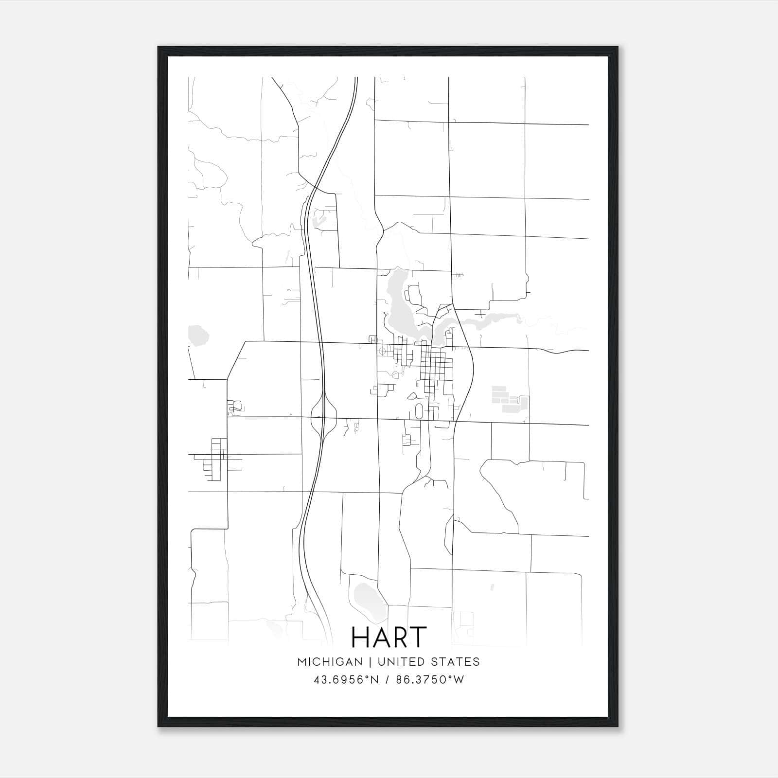 Hart Michigan Map Poster, Modern Home Decor Wall Art Print - Custom ...
