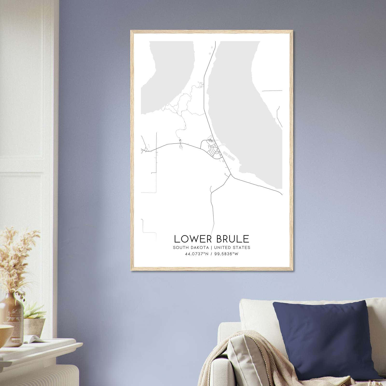 Lower Brule South Dakota Map Poster, Modern Home Decor Wall Art Print ...