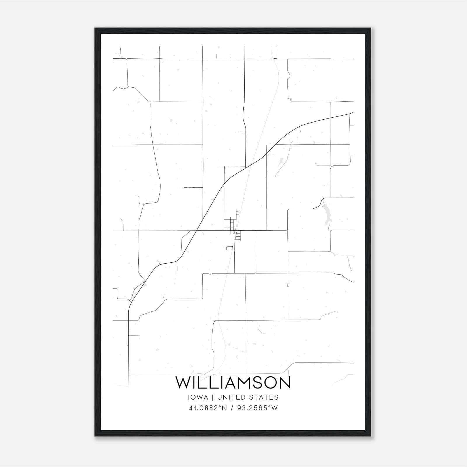 Williamson Iowa Map Poster, Modern Home Decor Wall Art Print - Custom ...