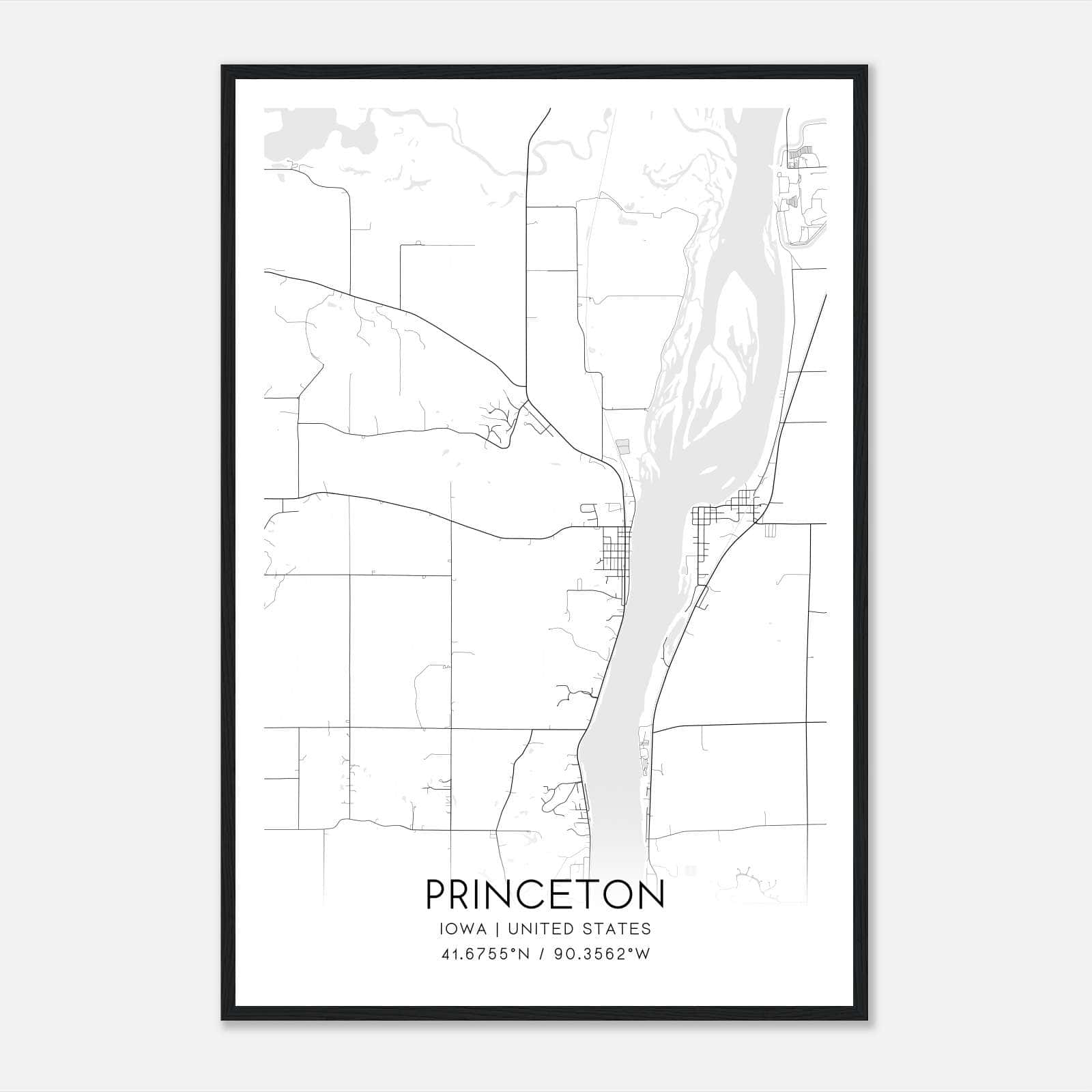 Princeton Iowa Map Poster, Modern Home Decor Wall Art Print - Custom ...