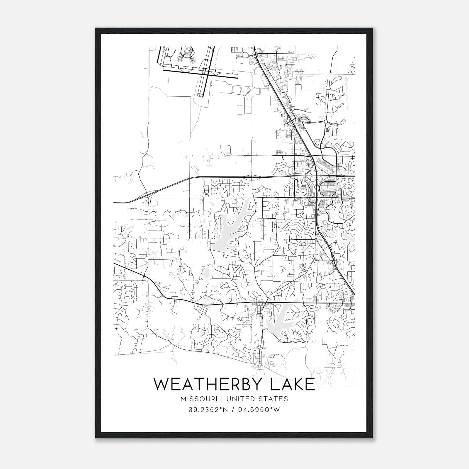 Weatherby Lake Missouri Map Poster, Modern Home Decor Wall Art Print ...