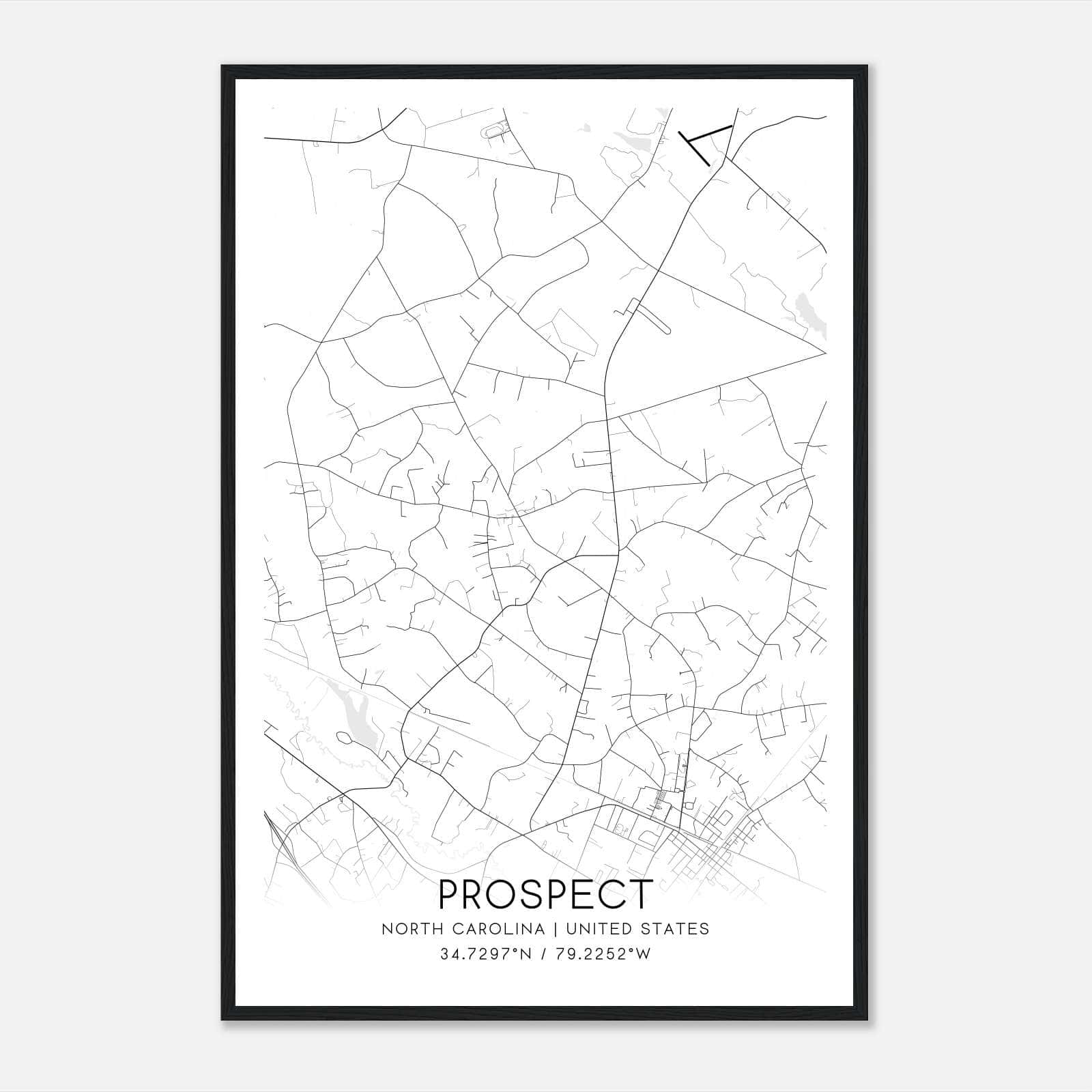 Prospect North Carolina Map Poster, Modern Home Decor Wall Art Print ...