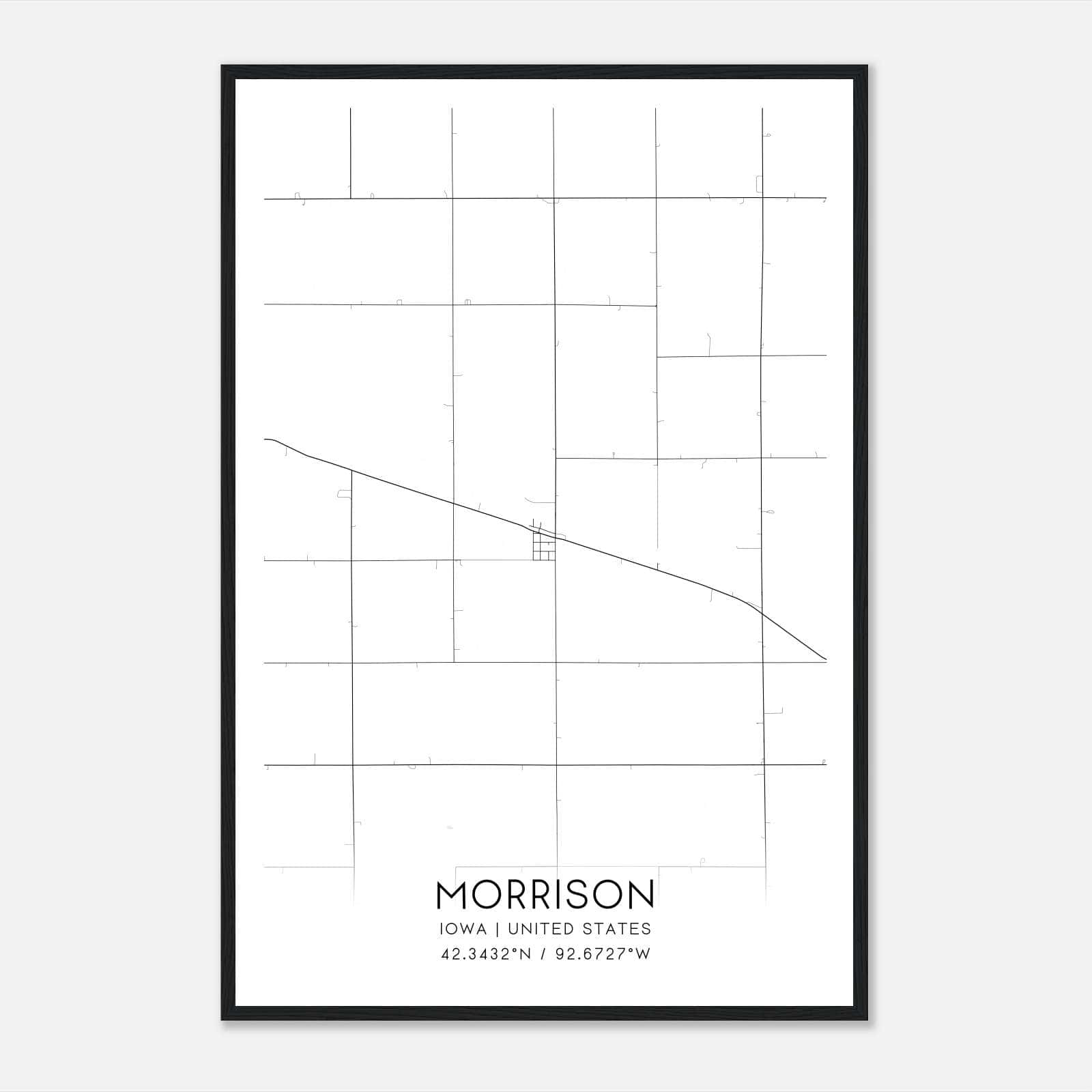 Morrison Iowa Map Poster, Modern Home Decor Wall Art Print - Custom ...