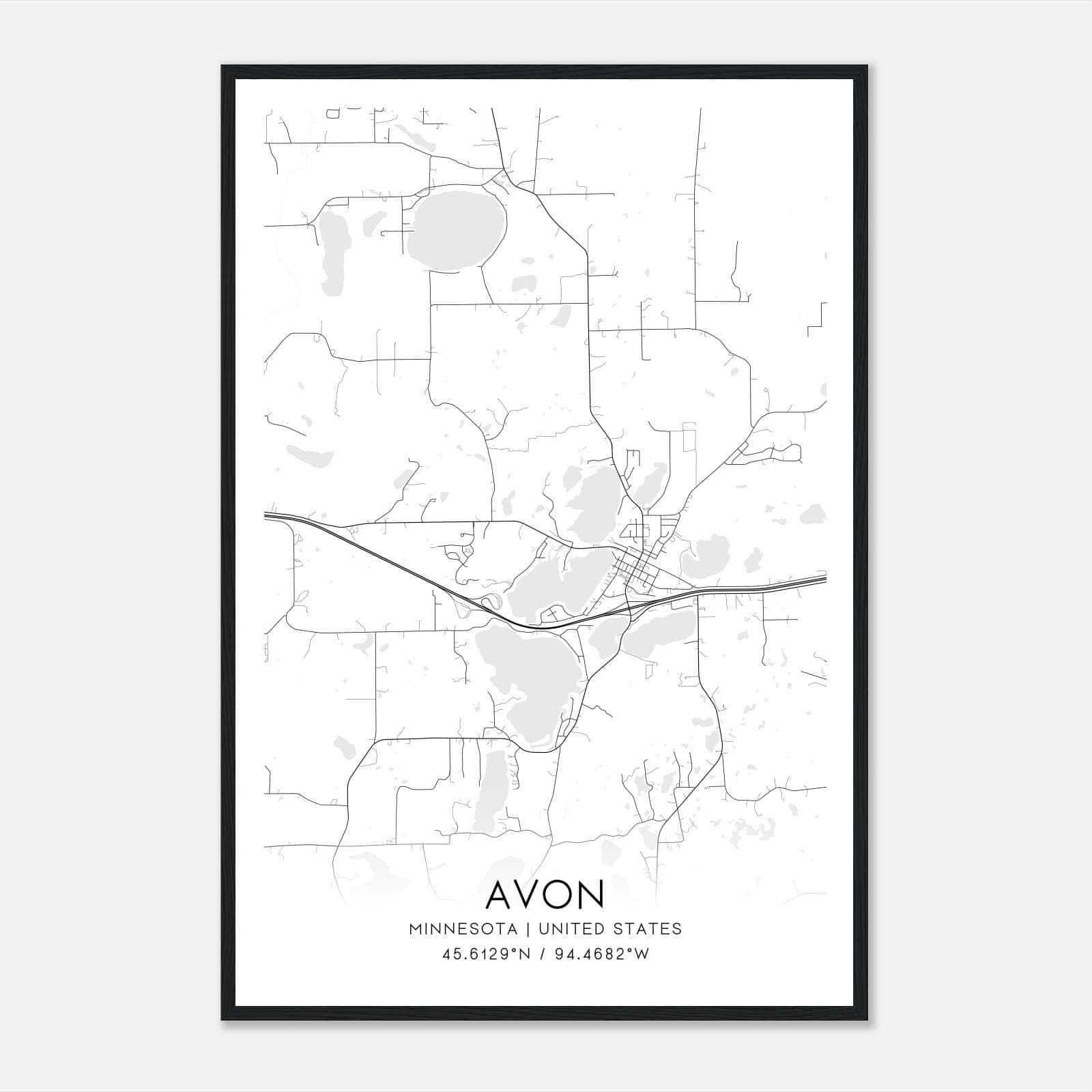 Avon Minnesota Map Poster, Modern Home Decor Wall Art Print - Custom ...