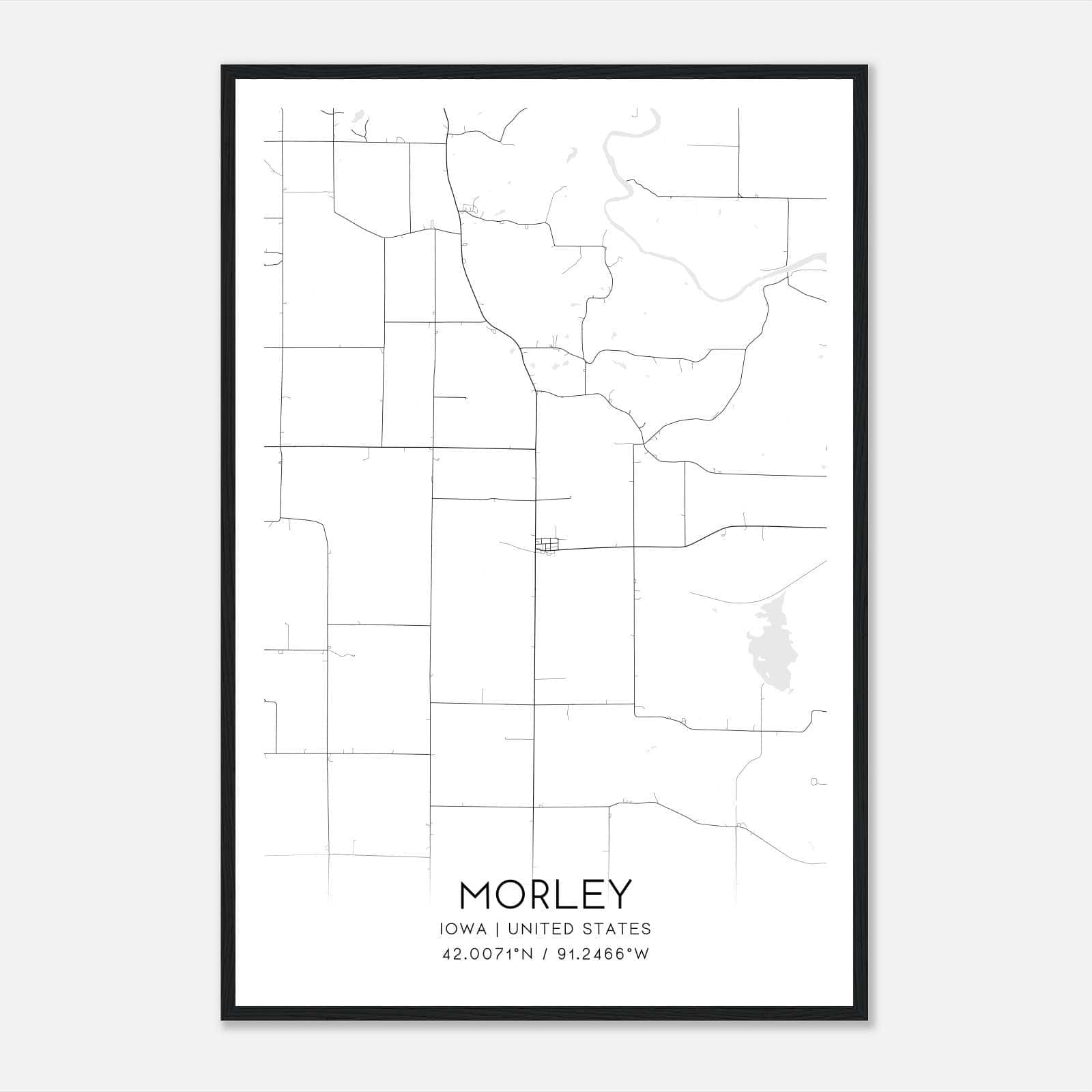 Morley Iowa Map Poster, Modern Home Decor Wall Art Print - Custom Maps ...