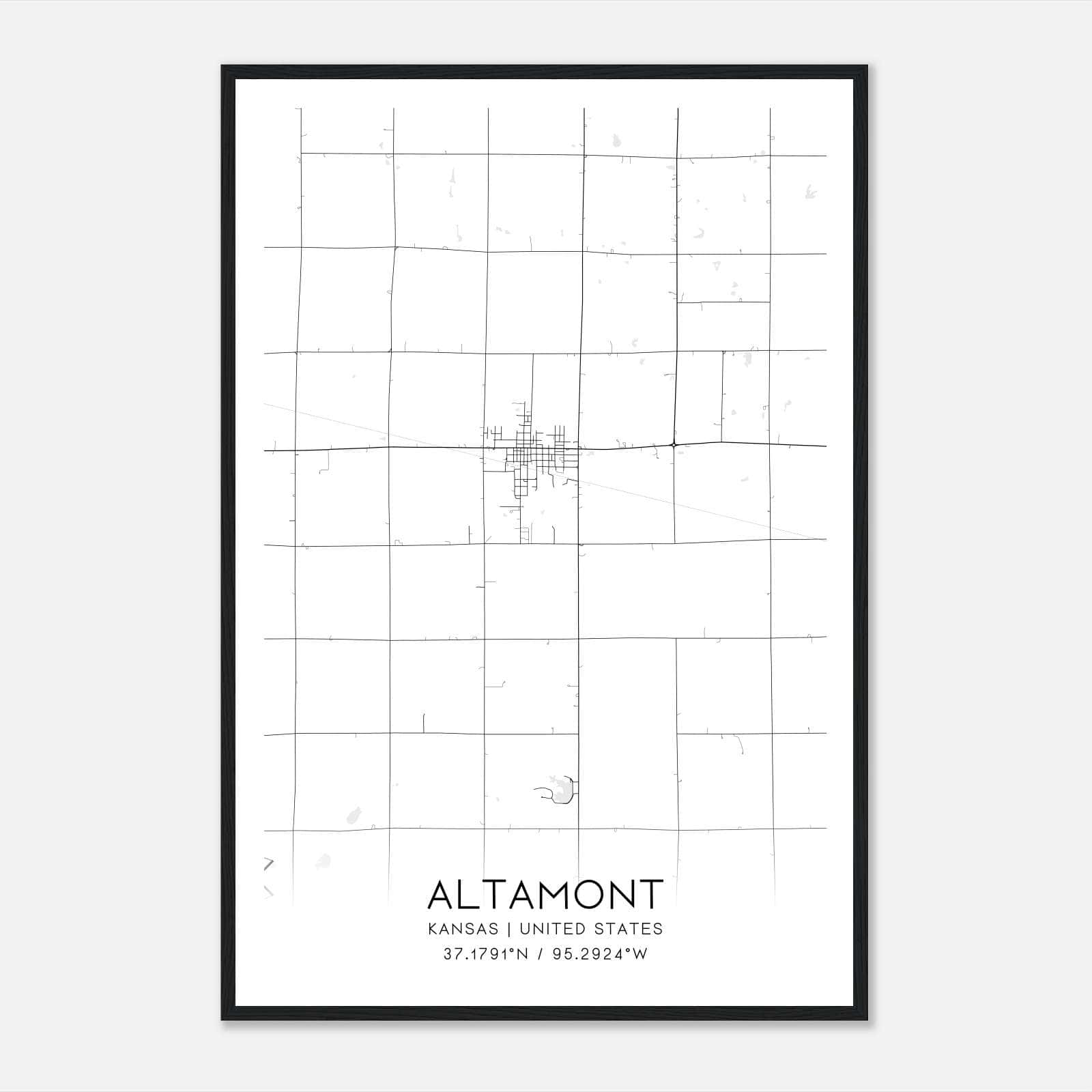 Altamont Kansas Map Poster, Modern Home Decor Wall Art Print - Custom ...