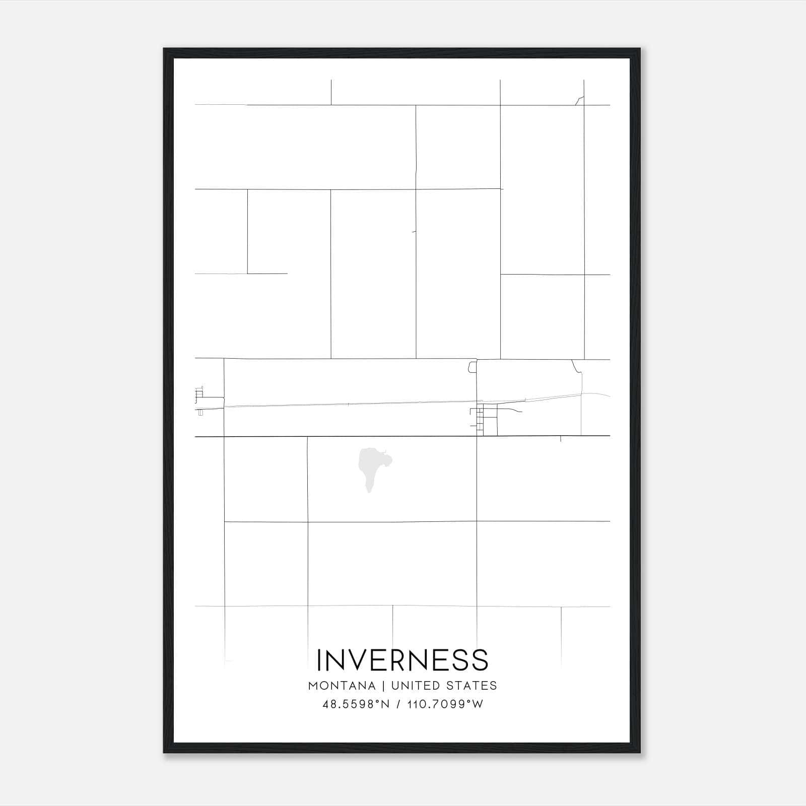 Inverness Montana Map Poster, Modern Home Decor Wall Art Print - Custom ...