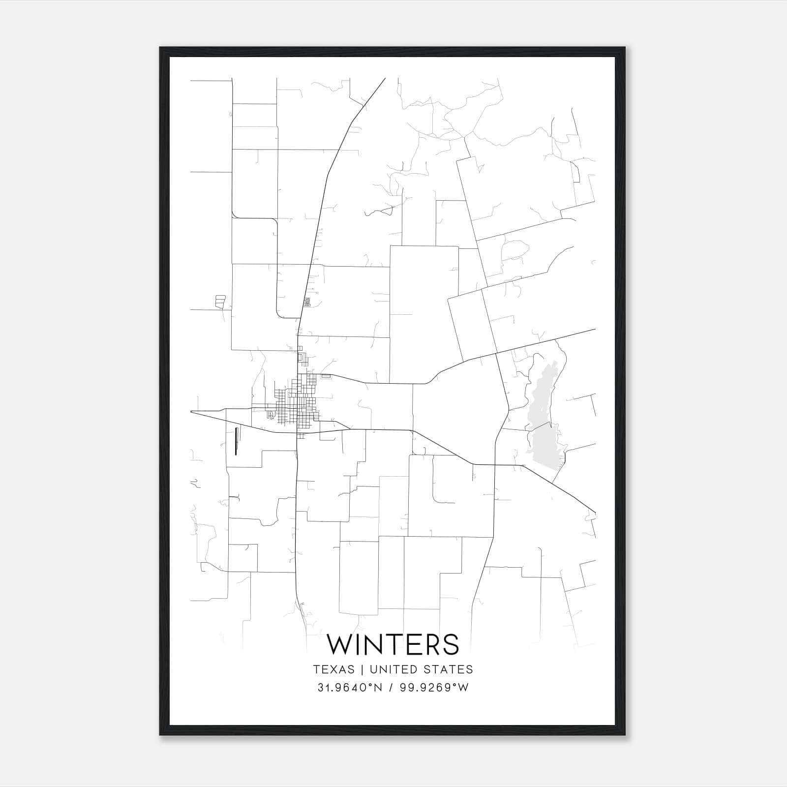 Winters Texas Map Poster, Modern Home Decor Wall Art Print - Custom ...