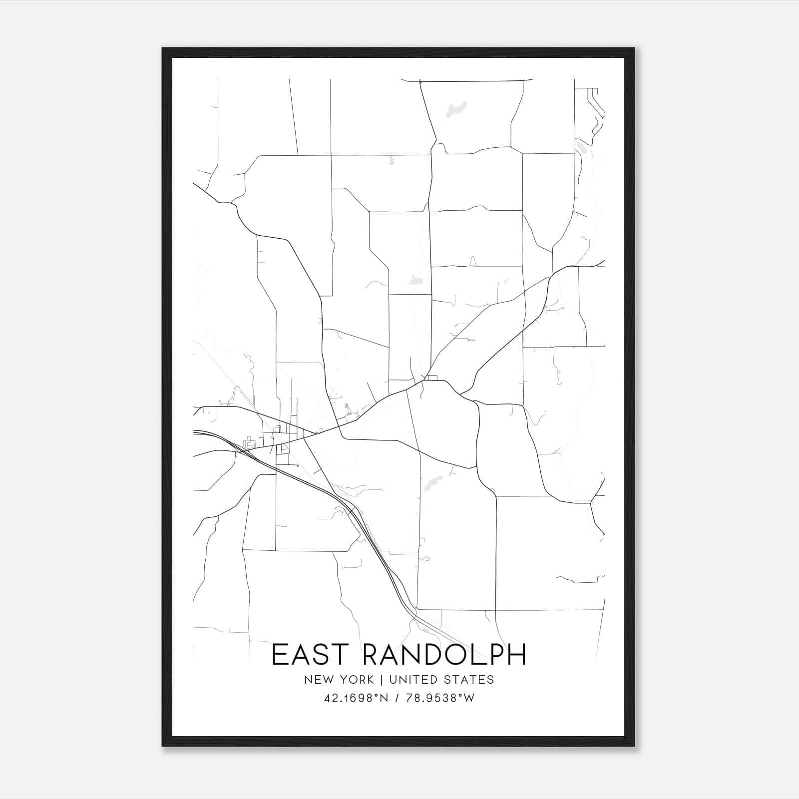 East Randolph New York Map Poster, Modern Home Decor Wall Art Print - Custom Maps & Posters