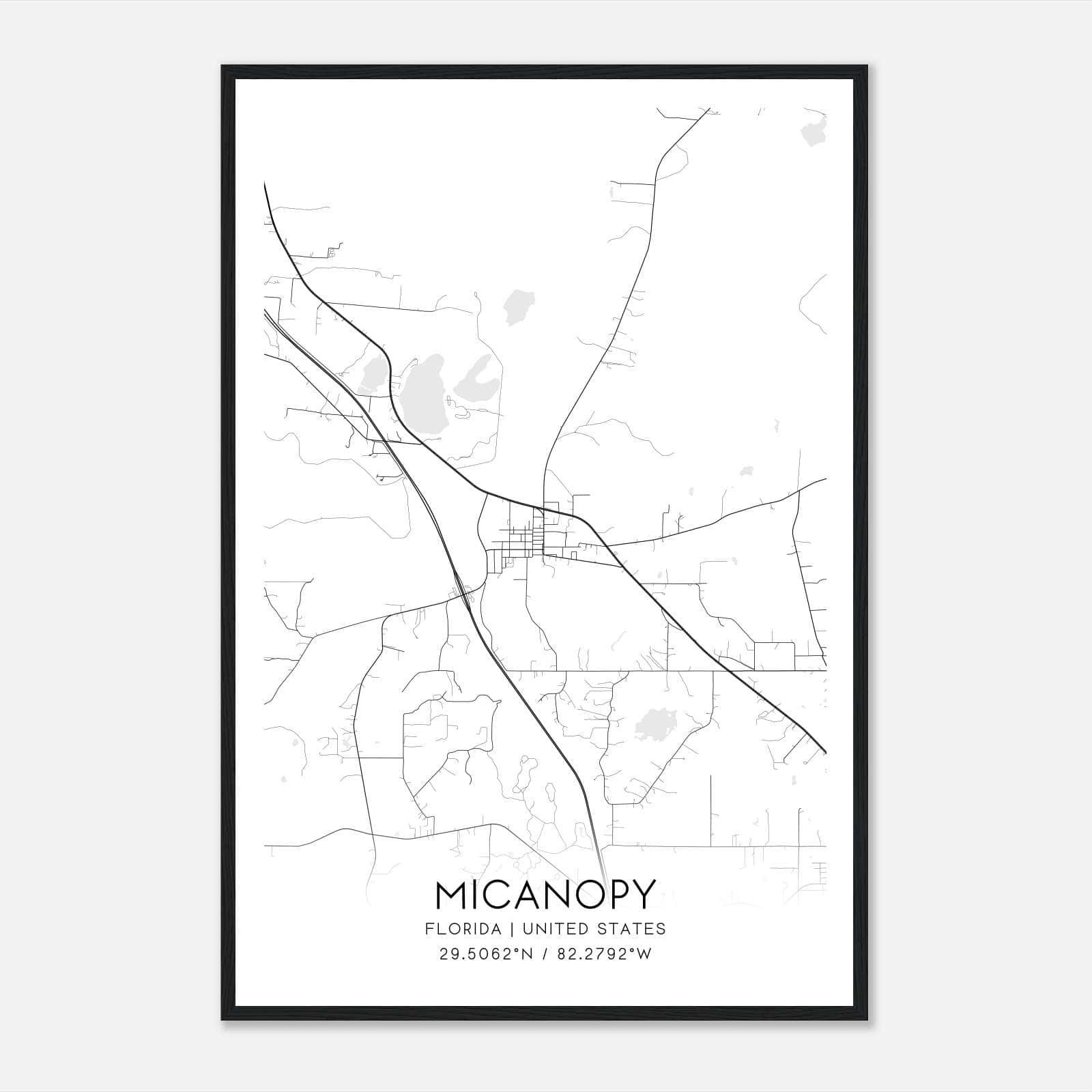 Micanopy Florida Map Poster, Modern Home Decor Wall Art Print - Custom ...