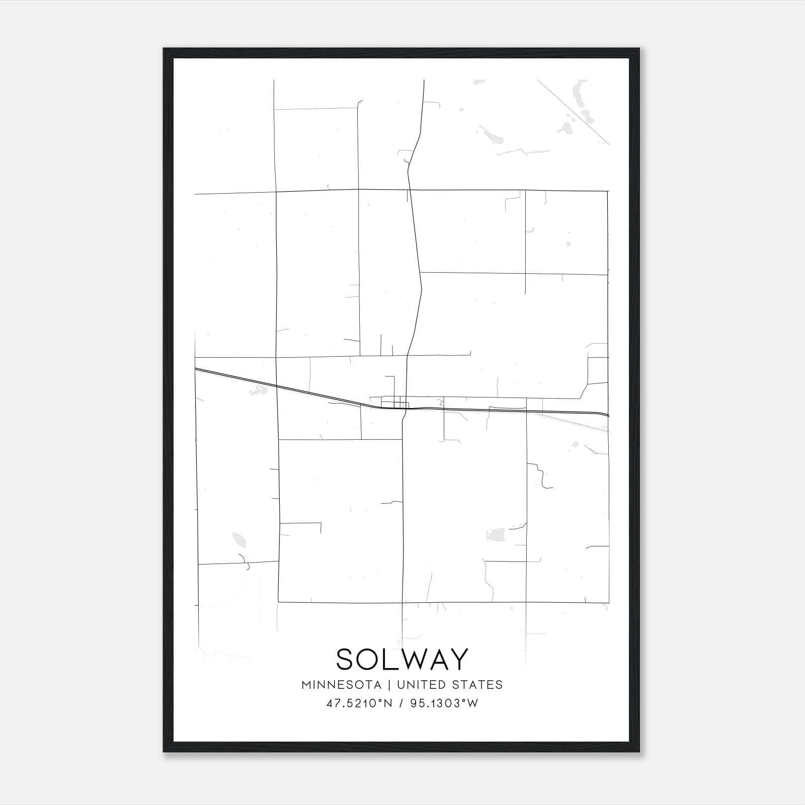Solway Minnesota Map Poster, Modern Home Decor Wall Art Print - Custom ...