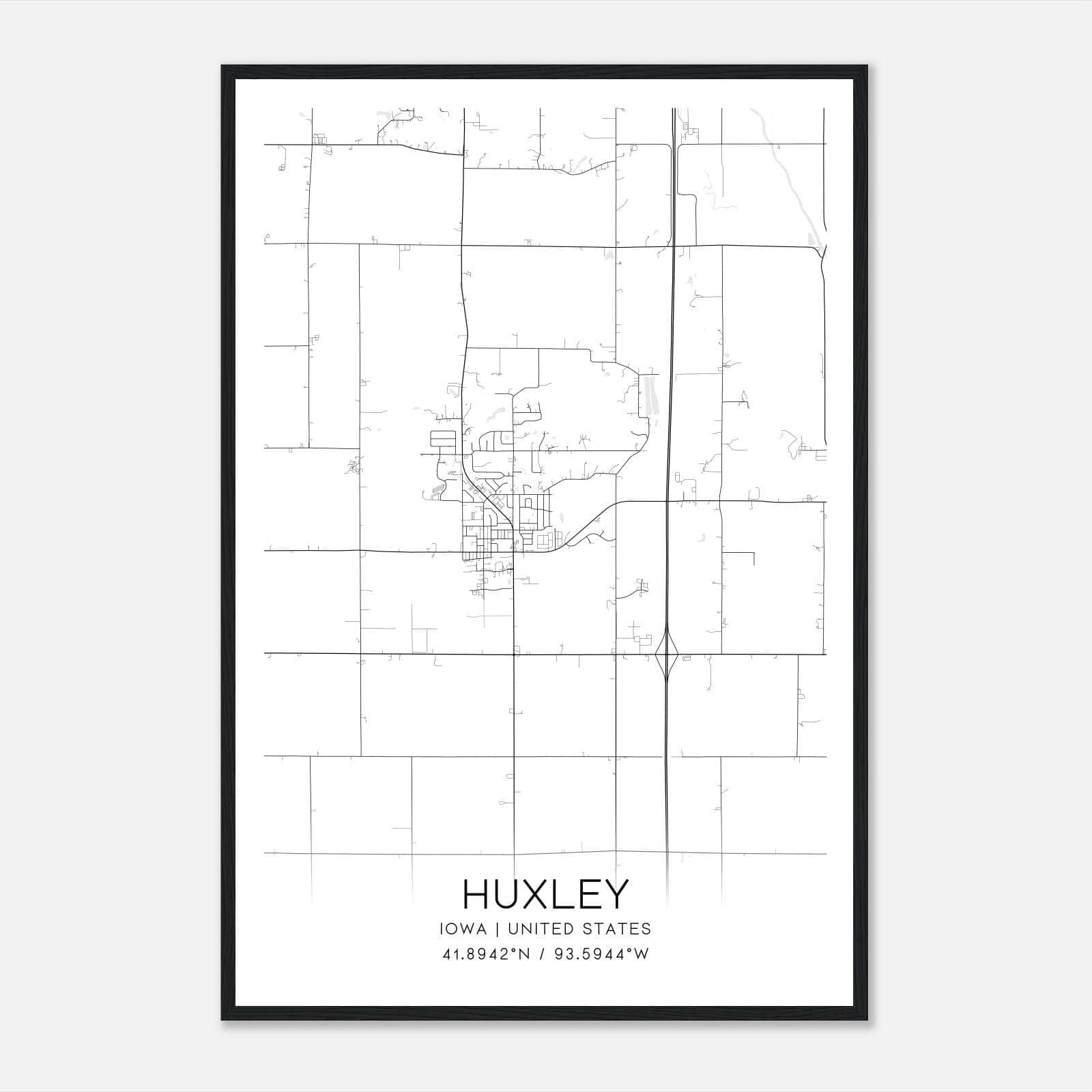 Huxley Iowa Map Poster, Modern Home Decor Wall Art Print - Custom Maps ...