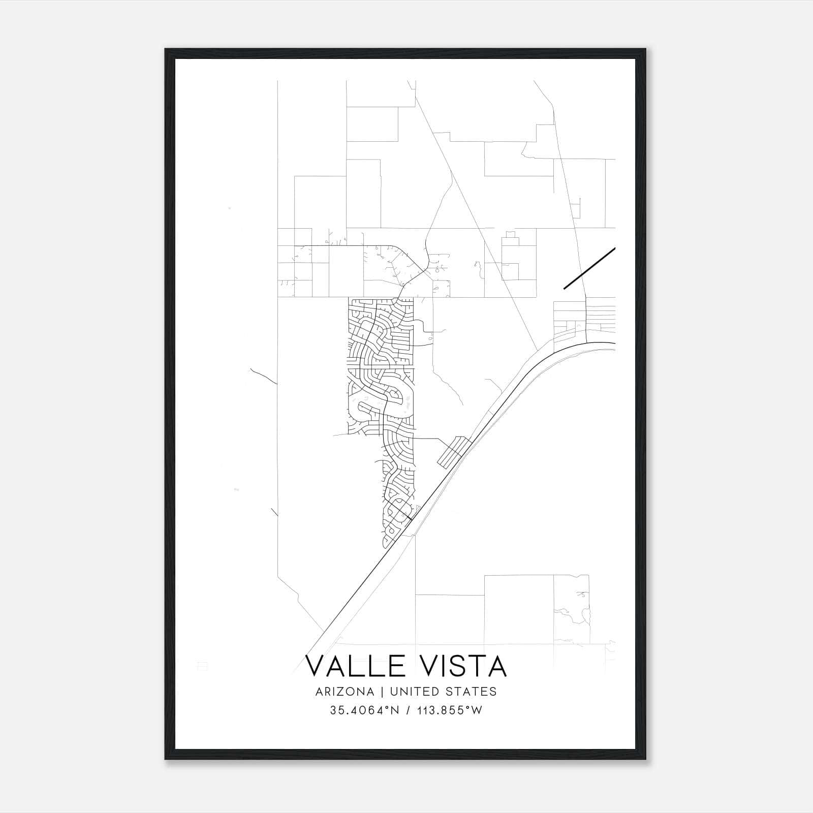 Valle Vista Arizona Map Poster, Modern Home Decor Wall Art Print ...