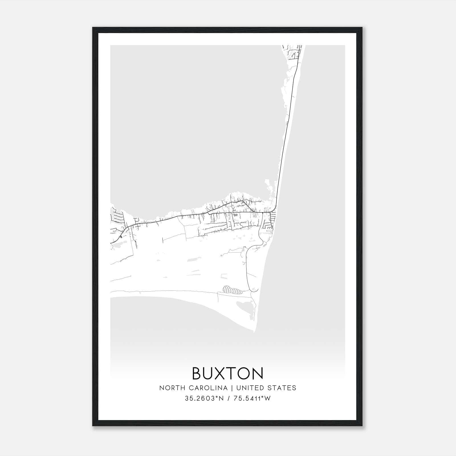 Buxton North Carolina Map Poster, Modern Home Decor Wall Art Print ...