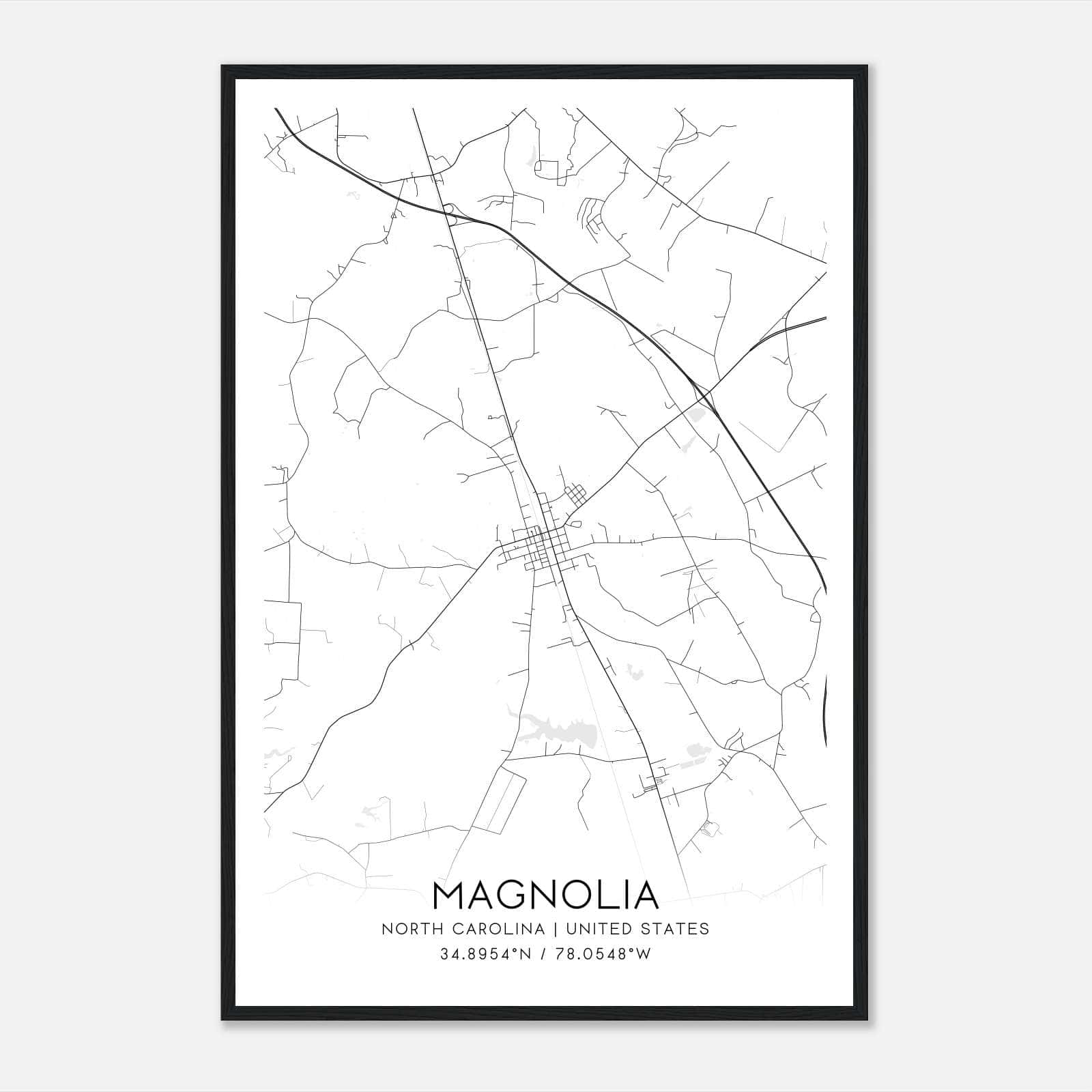 Magnolia North Carolina Map Poster, Modern Home Decor Wall Art Print ...
