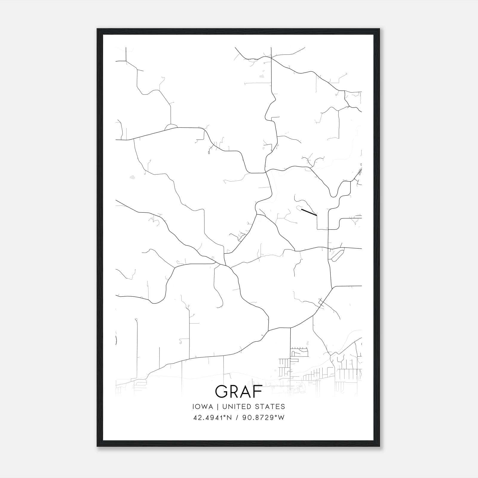 Graf Iowa Map Poster, Modern Home Decor Wall Art Print - Custom Maps ...