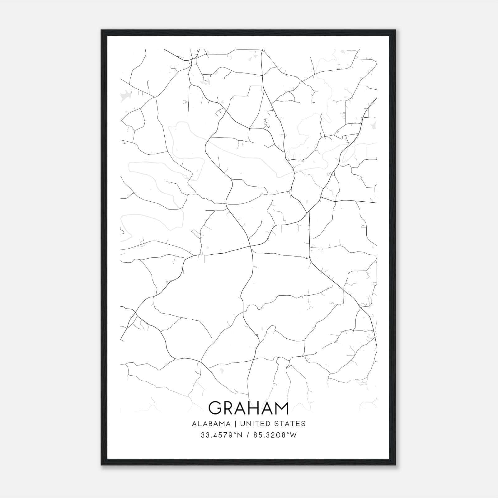 Graham Alabama Map Poster, Modern Home Decor Wall Art Print - Custom ...