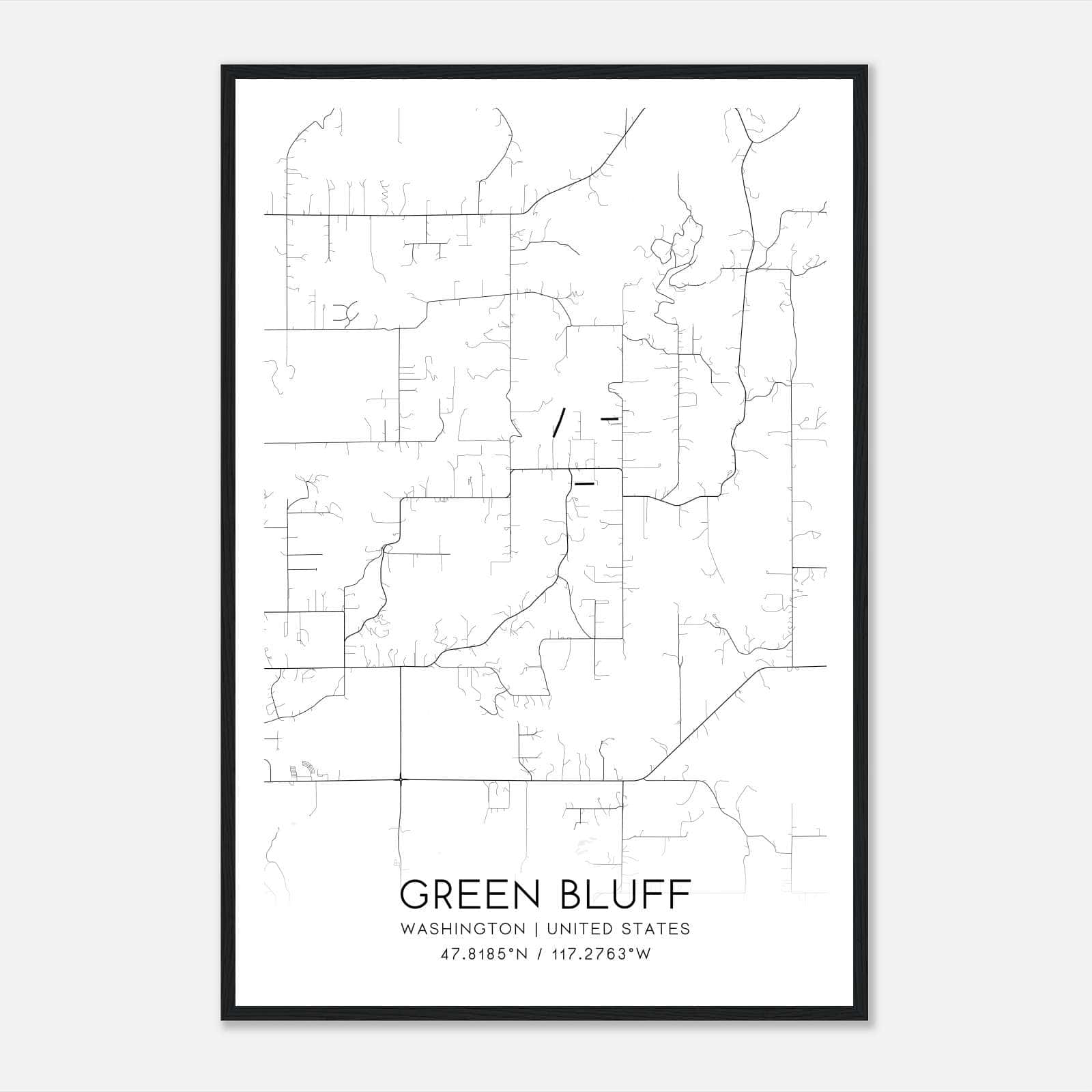 Green Bluff Washington Map Poster, Modern Home Decor Wall Art Print ...