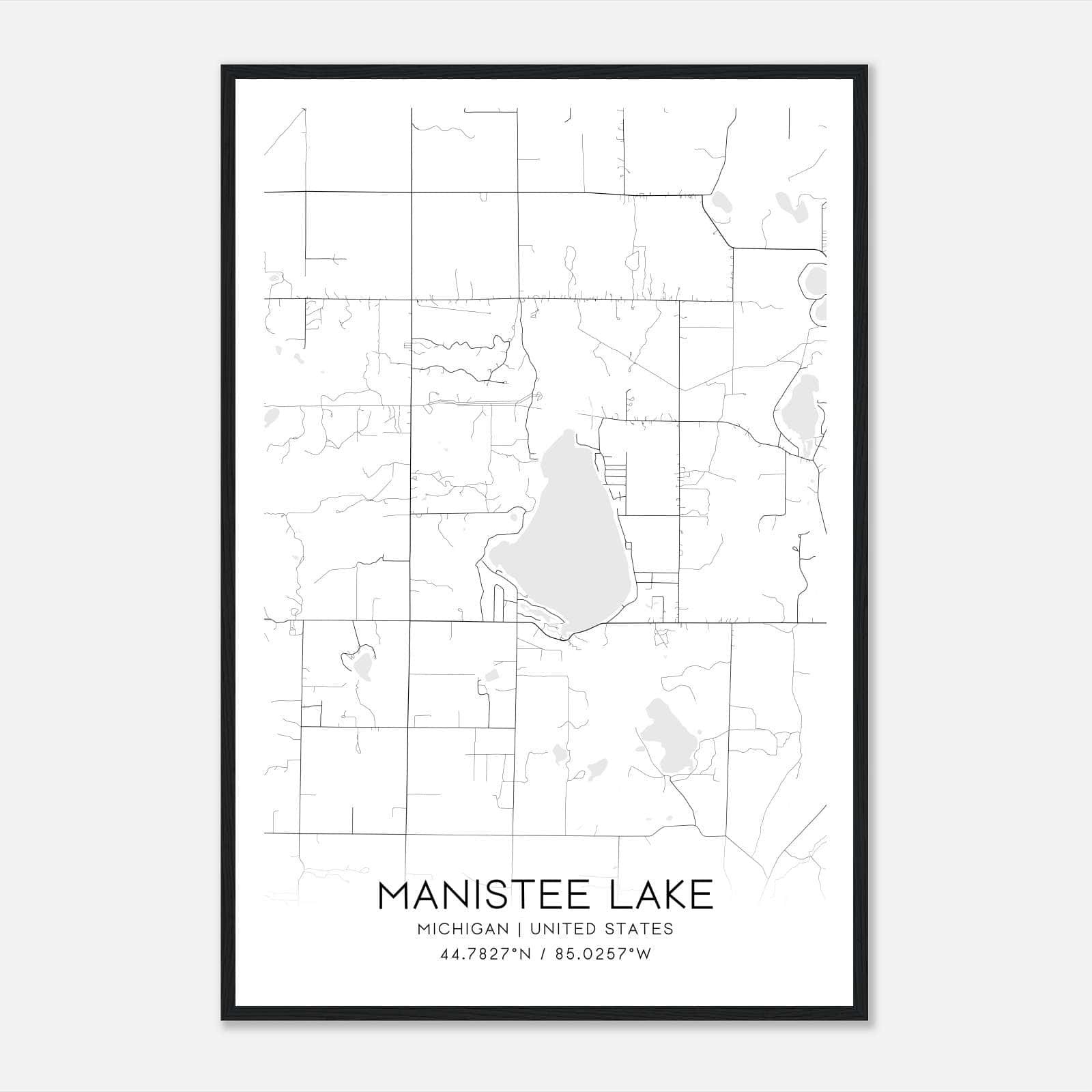 Manistee Lake Michigan Map Poster, Modern Home Decor Wall Art Print ...