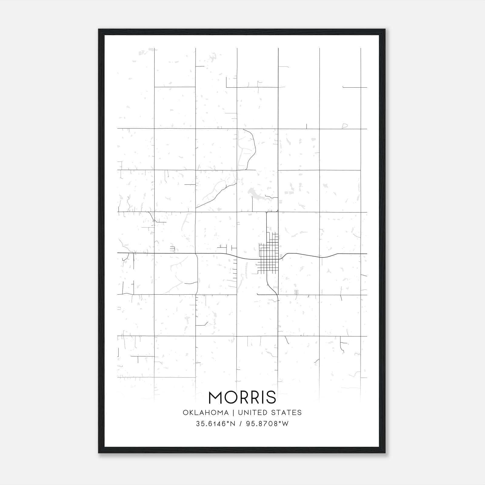 Morris Oklahoma Map Poster, Modern Home Decor Wall Art Print - Custom ...