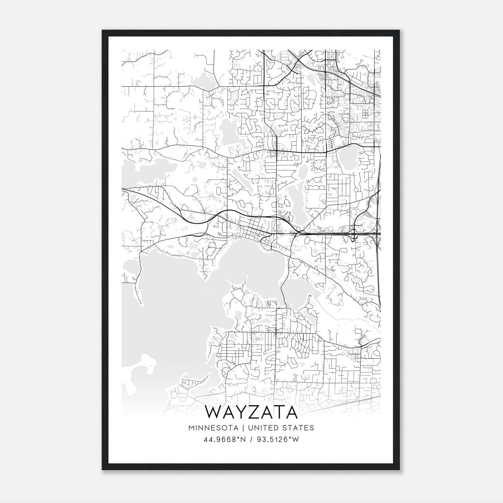 Wayzata Minnesota Map Poster, Modern Home Decor Wall Art Print - Custom ...