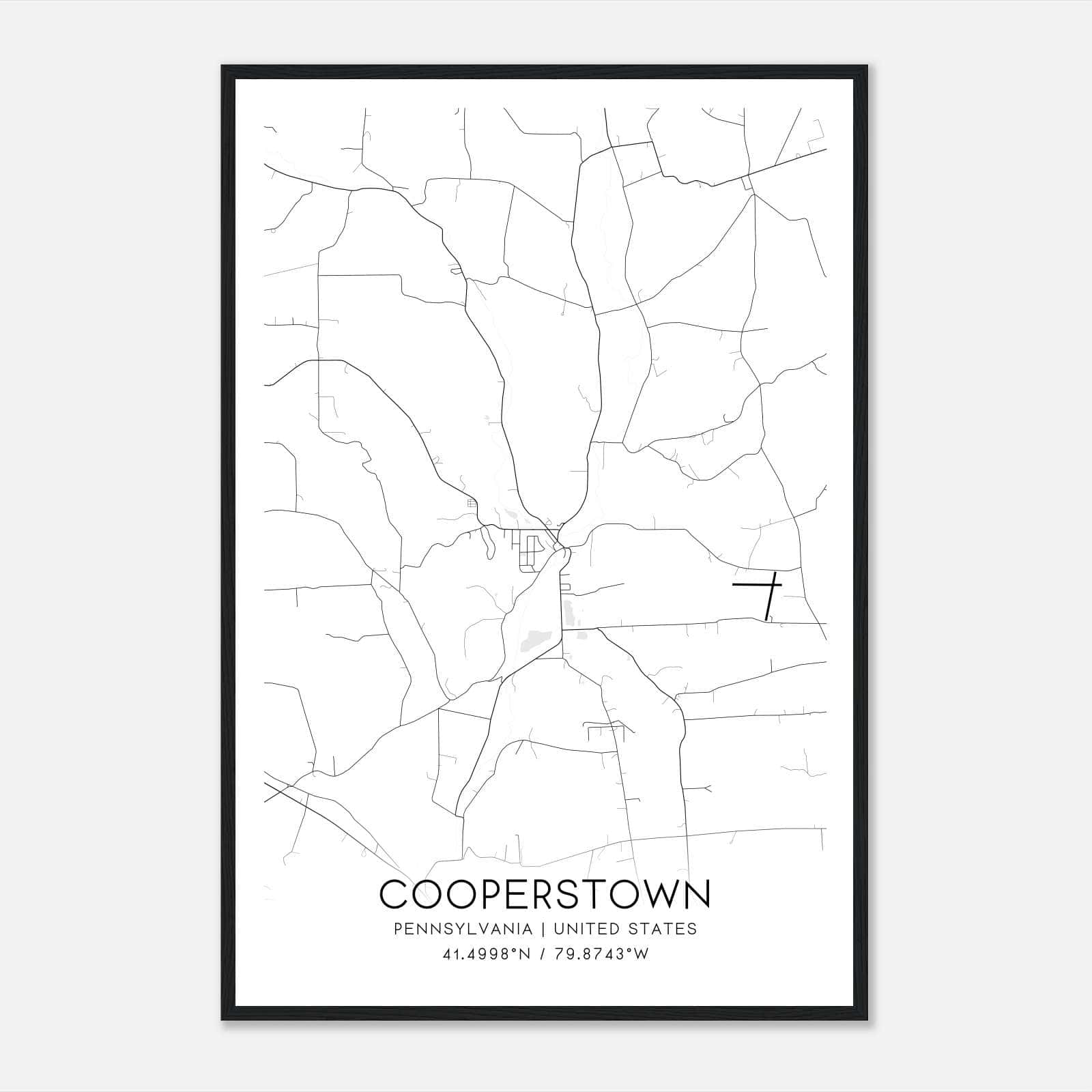 Cooperstown Pennsylvania Map Poster, Modern Home Decor Wall Art Print ...
