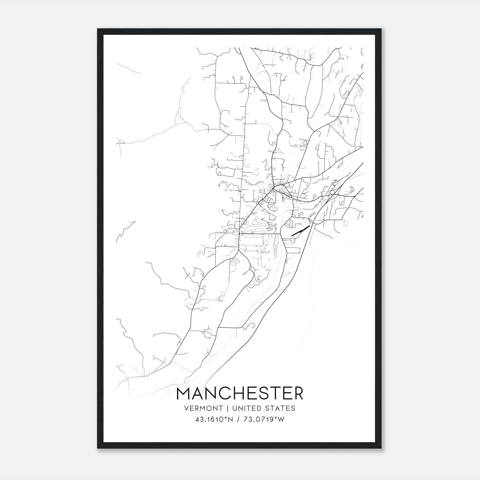 Manchester Vermont Map Poster, Modern Home Decor Wall Art Print ...