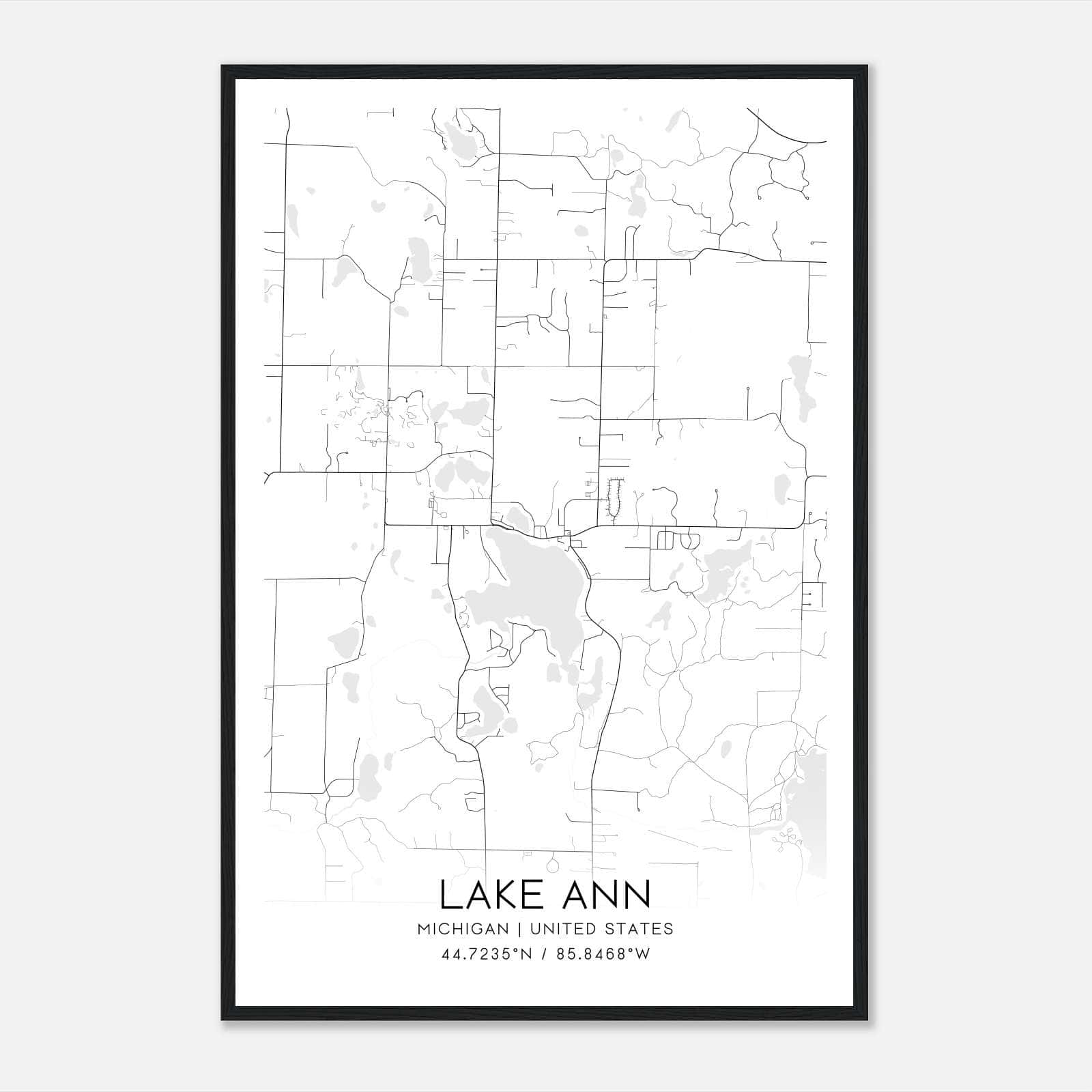 Lake Ann Michigan Map Poster, Modern Home Decor Wall Art Print - Custom ...