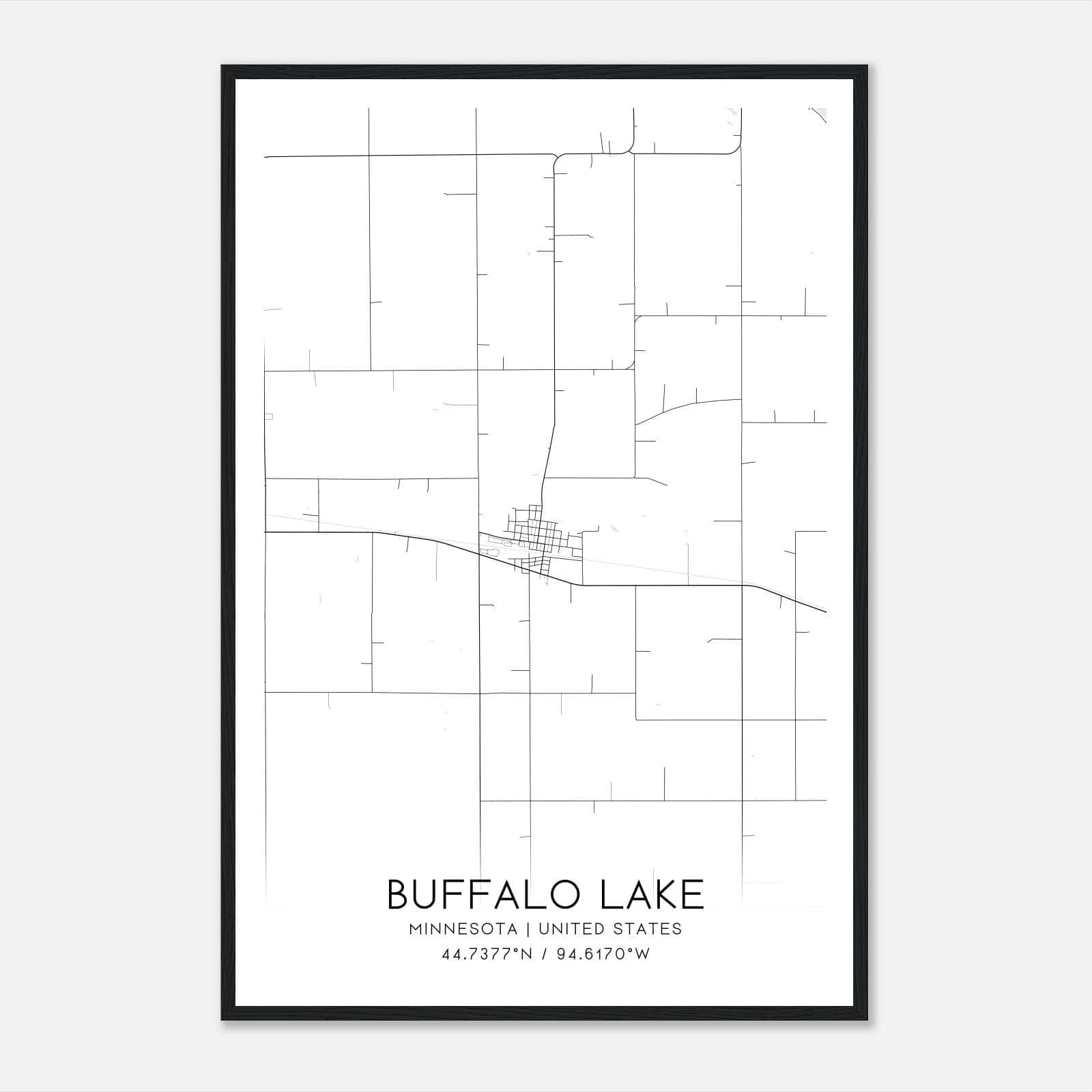 Buffalo Lake Minnesota Map Poster, Modern Home Decor Wall Art Print ...