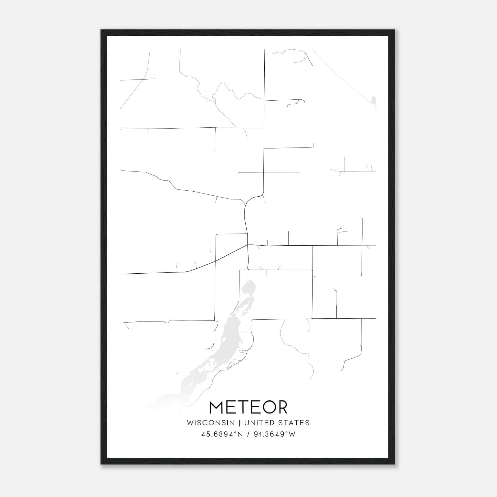 Meteor Wisconsin Map Poster, Modern Home Decor Wall Art Print - Custom ...
