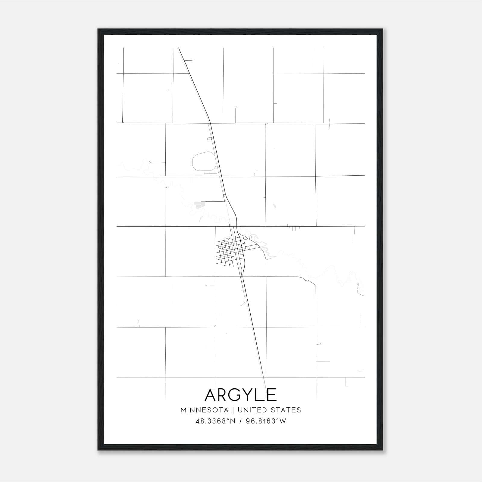 Argyle Minnesota Map Poster, Modern Home Decor Wall Art Print - Custom ...