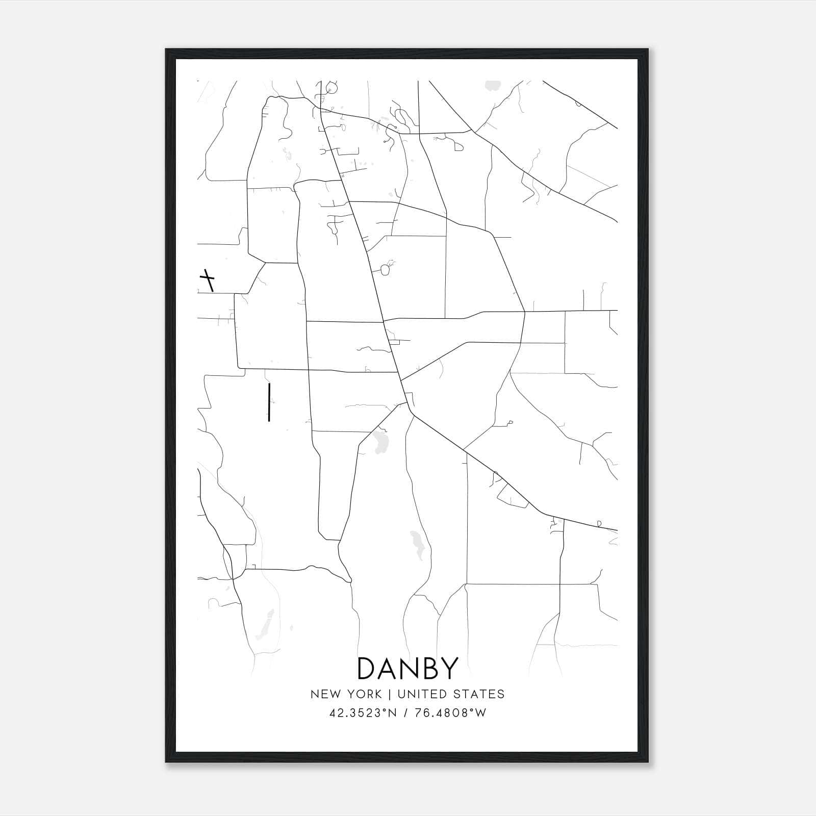 Danby New York Map Poster, Modern Home Decor Wall Art Print - Custom ...