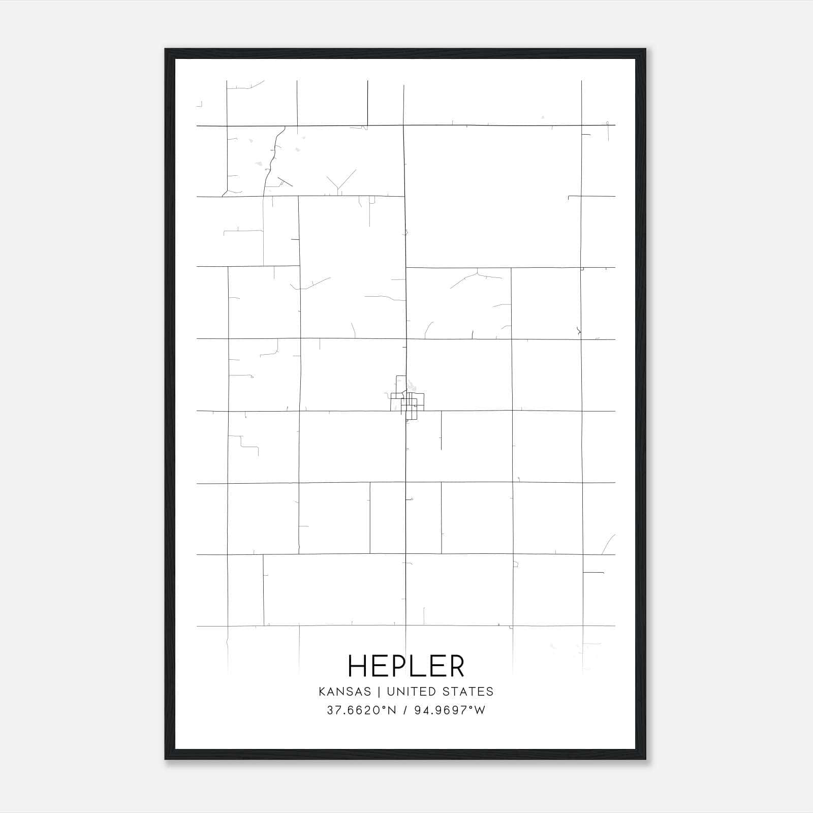 Hepler Kansas Map Poster, Modern Home Decor Wall Art Print - Custom ...
