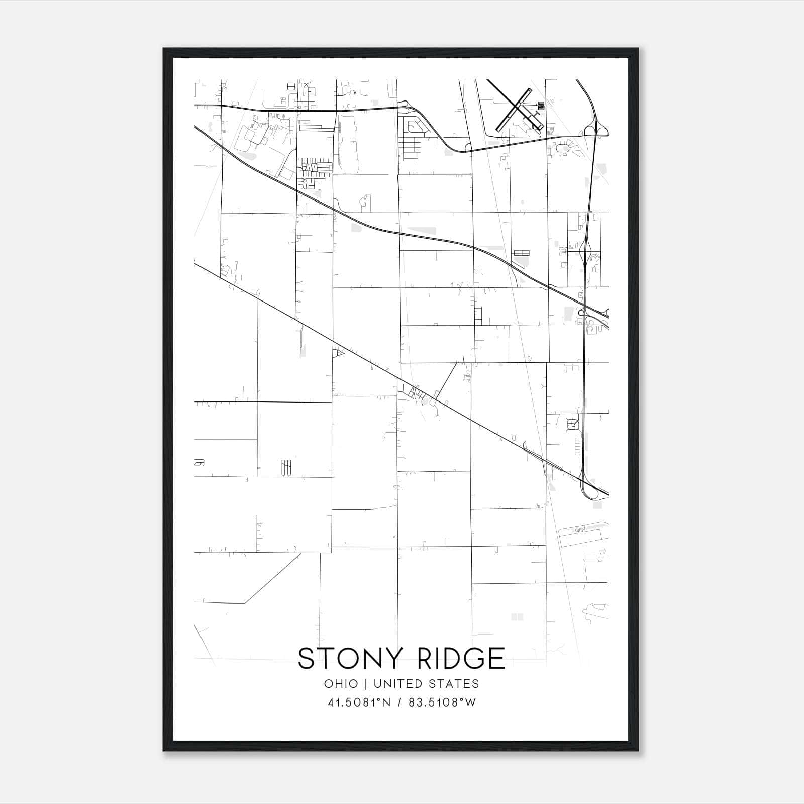 Stony Ridge Ohio Map Poster, Modern Home Decor Wall Art Print - Custom ...