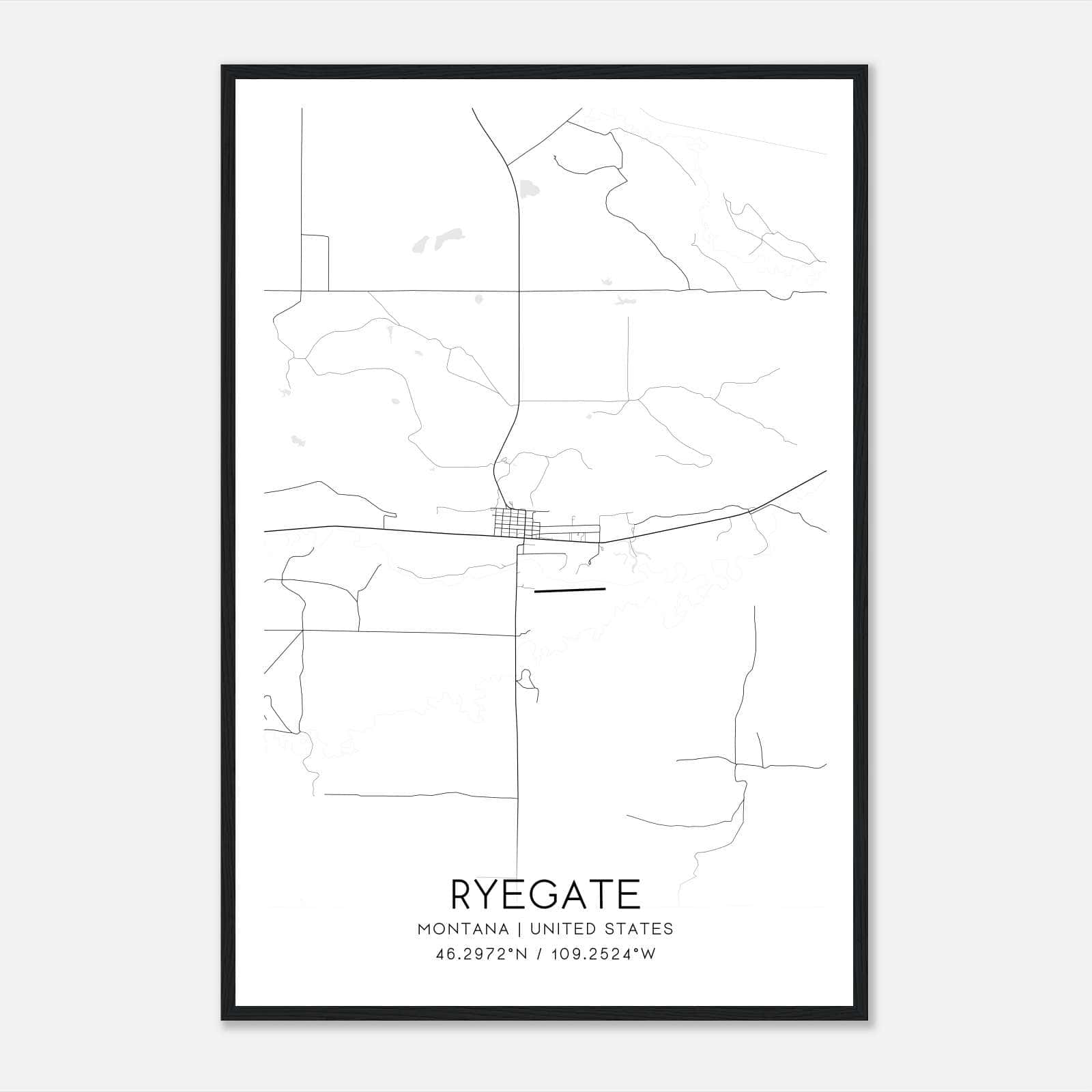 Ryegate Montana Map Poster, Modern Home Decor Wall Art Print - Custom ...