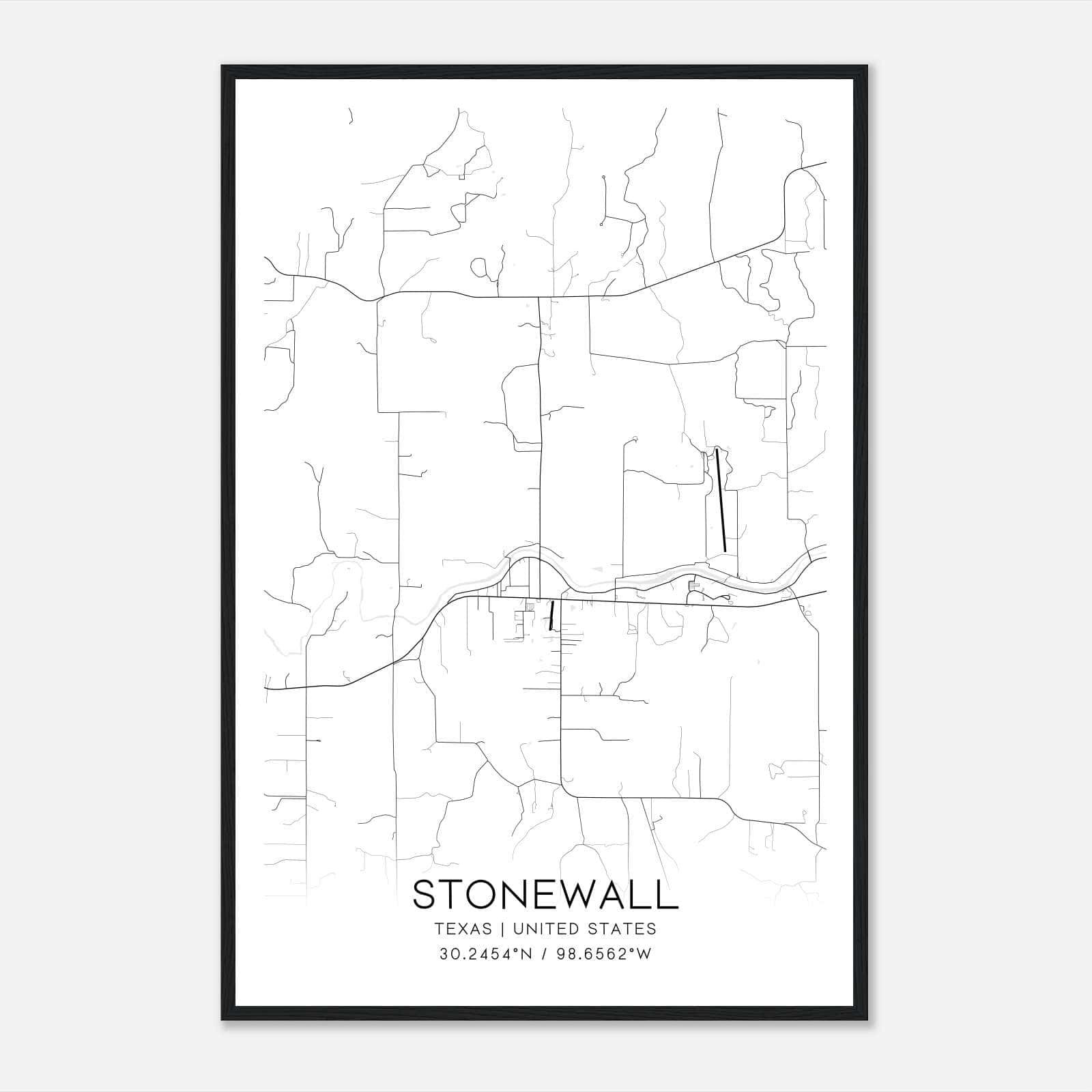 Stonewall Texas Map Poster, Modern Home Decor Wall Art Print - Custom ...
