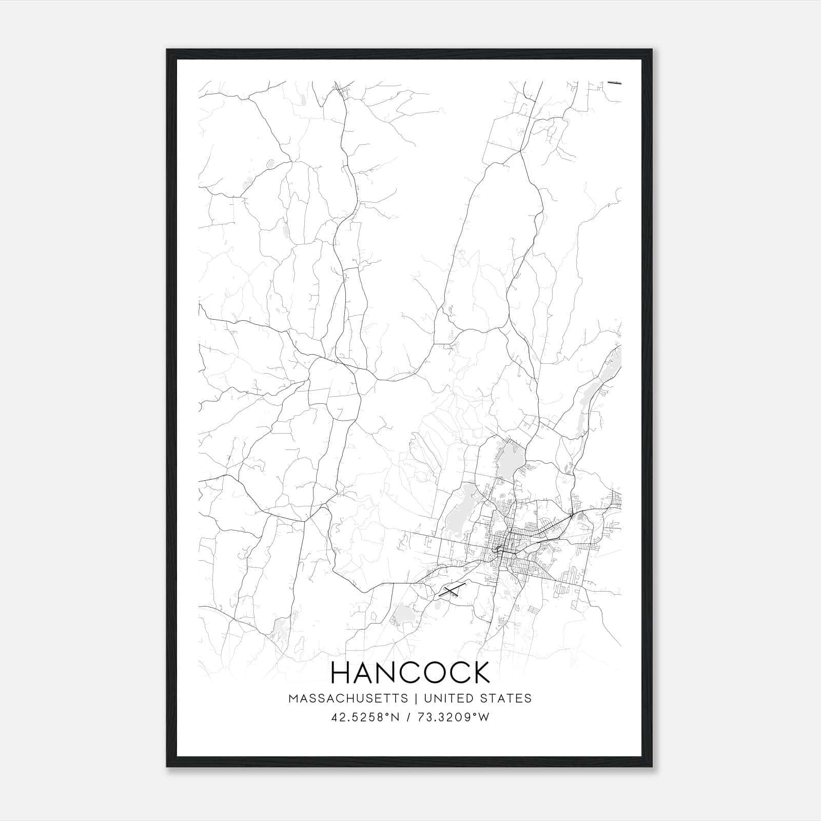Hancock Massachusetts Map Poster, Modern Home Decor Wall Art Print ...