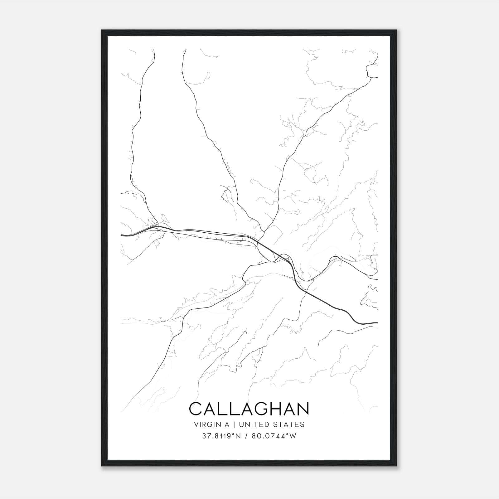 Callaghan Virginia Map Poster, Modern Home Decor Wall Art Print ...