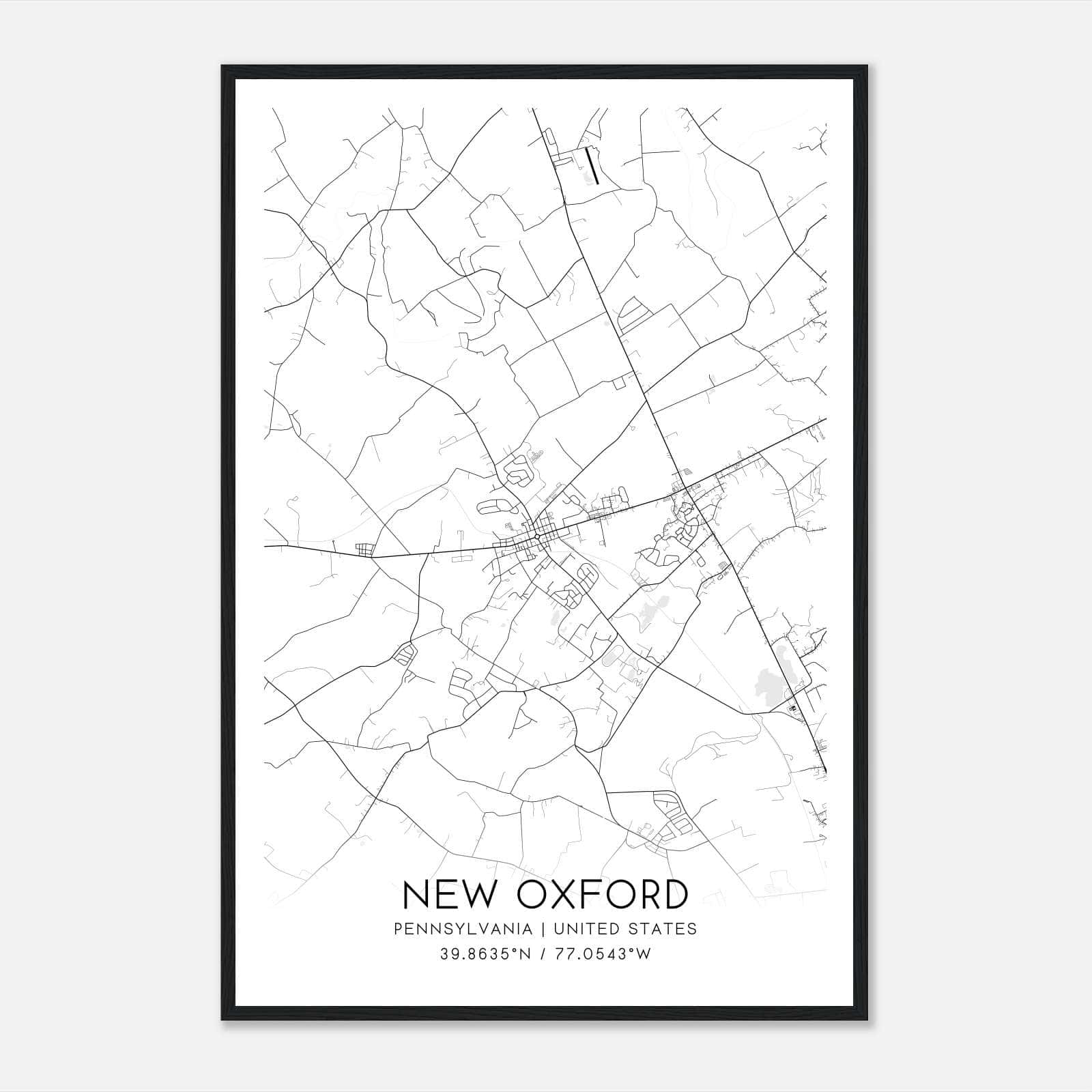 New Oxford Pennsylvania Map Poster, Modern Home Decor Wall Art Print ...
